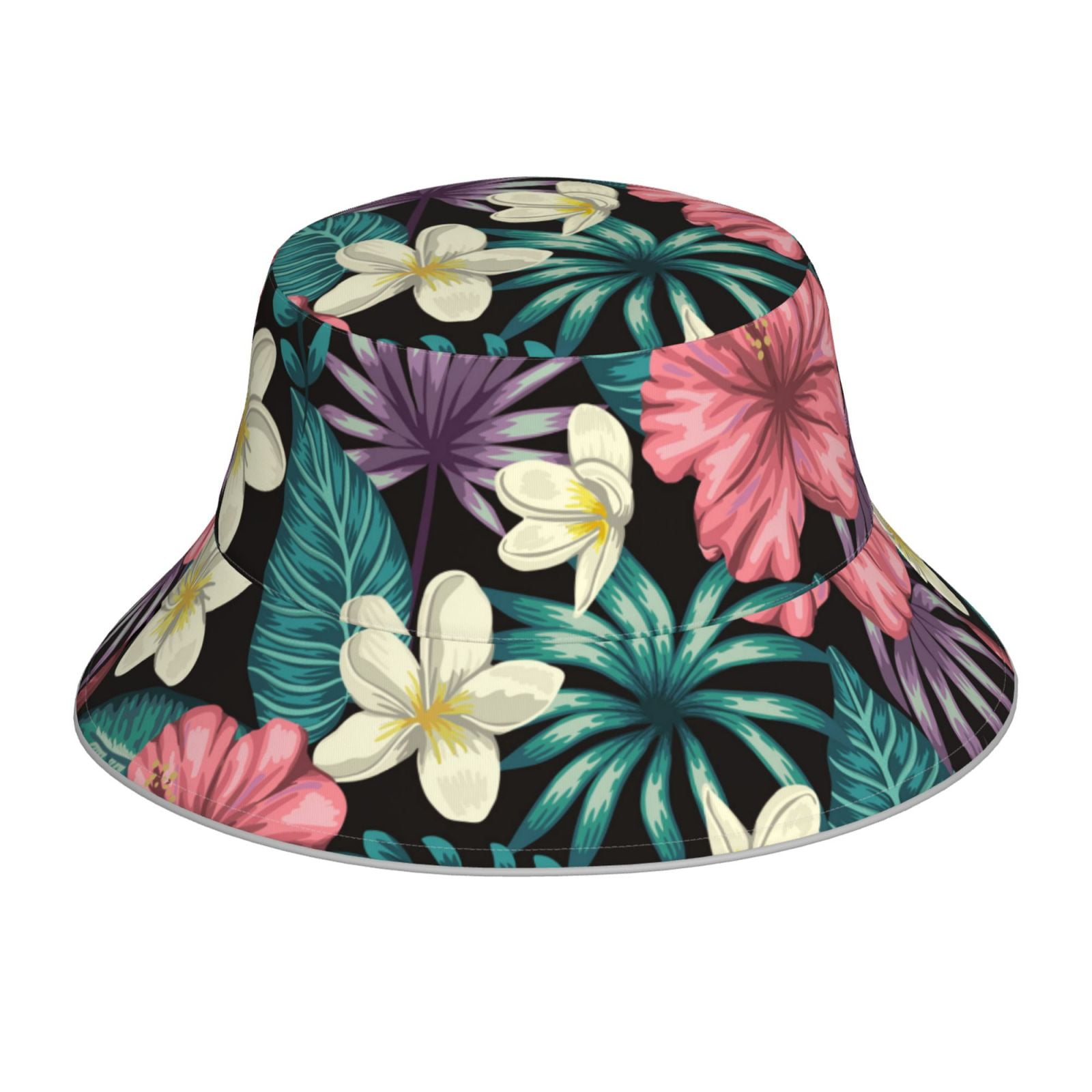 Disketp Green Tropical Leaves Print Reflective Bucket Hat Beach Hat ...