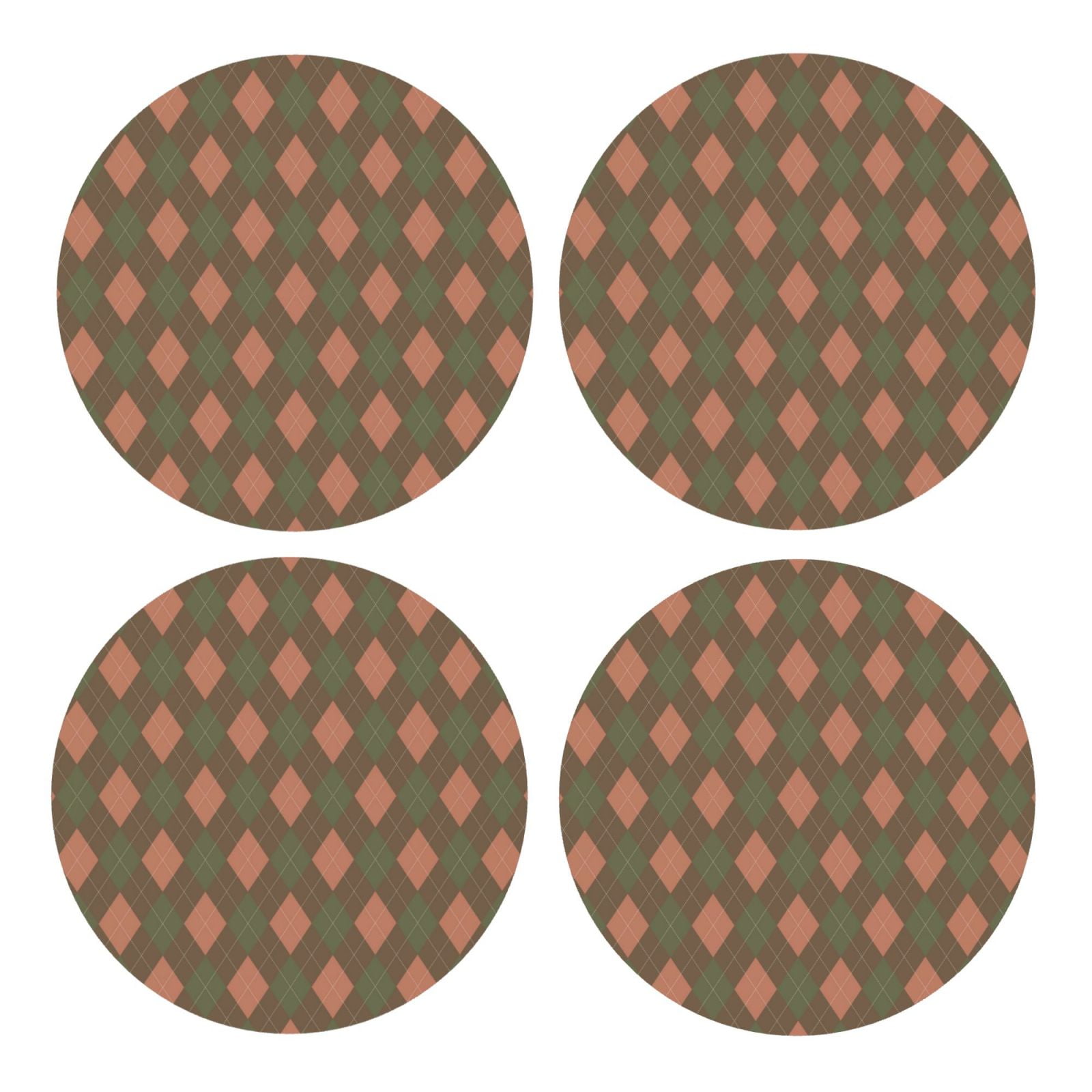 Disketp Green and Squares MDF Cork Coaster 4 Pcs - Absorbent Beverage ...