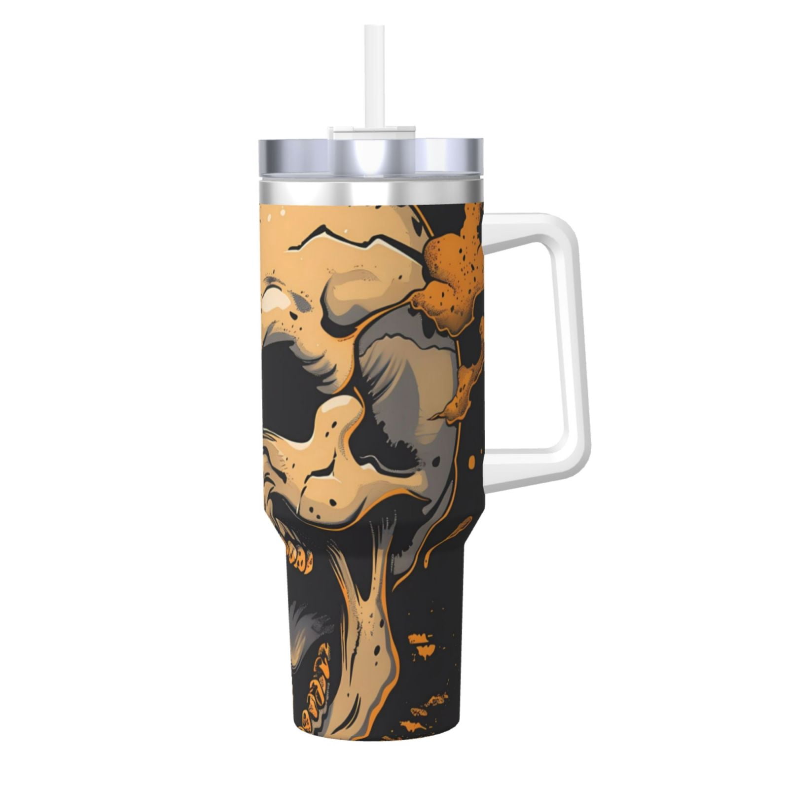 Disketp Grim Coffee Skull for 40 OZ Stainless Steel with Handle Lid ...