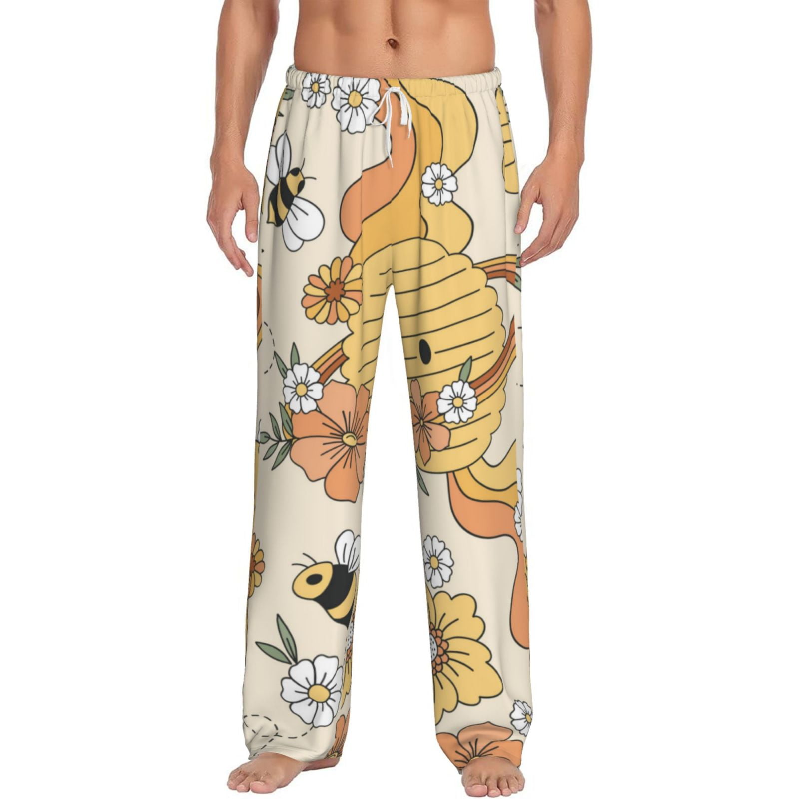 Disketp Groovy Floral Men'S Pajama Pants - Ultra Soft Fleece Sleep And ...