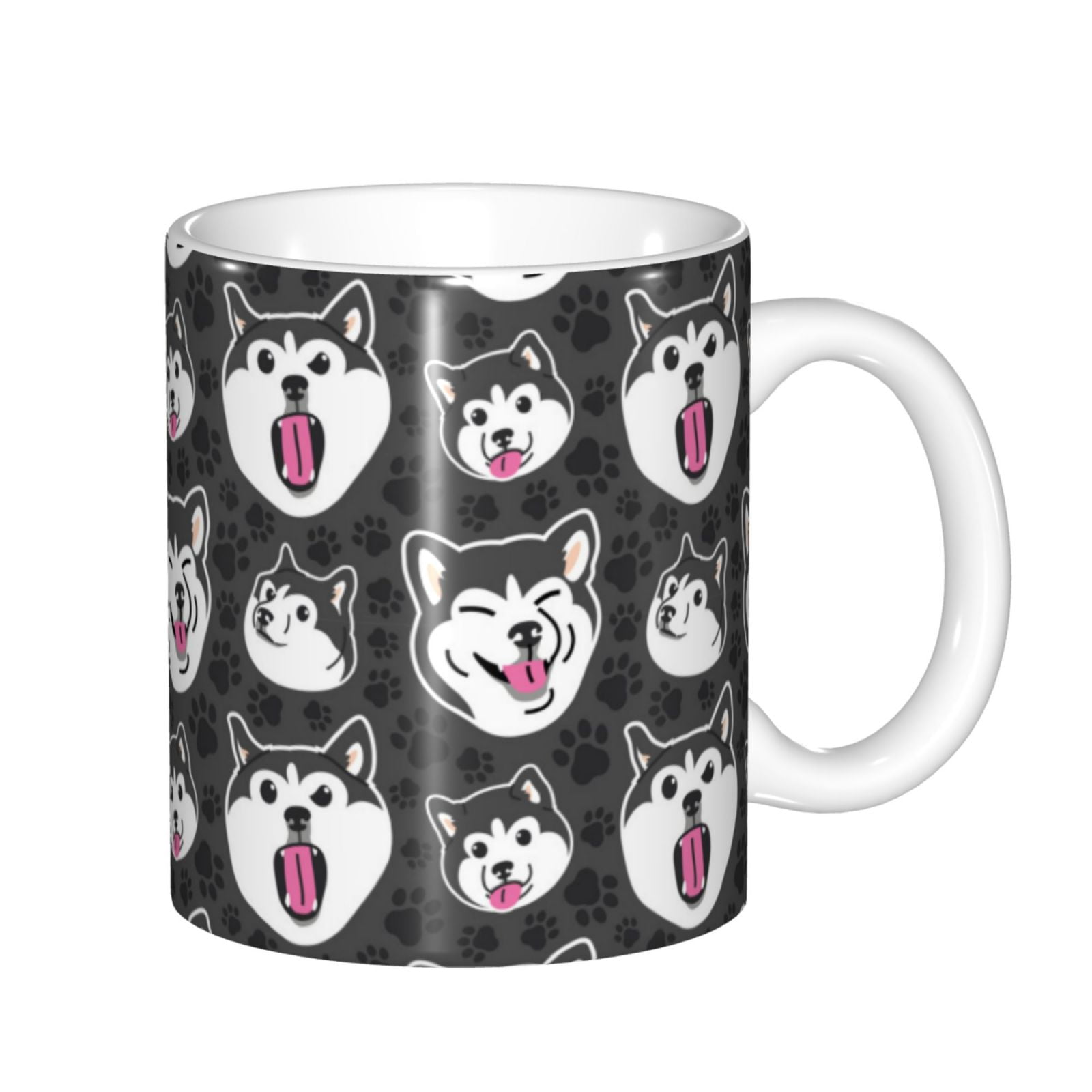Disketp HUSKY Face Large Coffee Mug with Handle Tea Cup Novelty Coffee ...