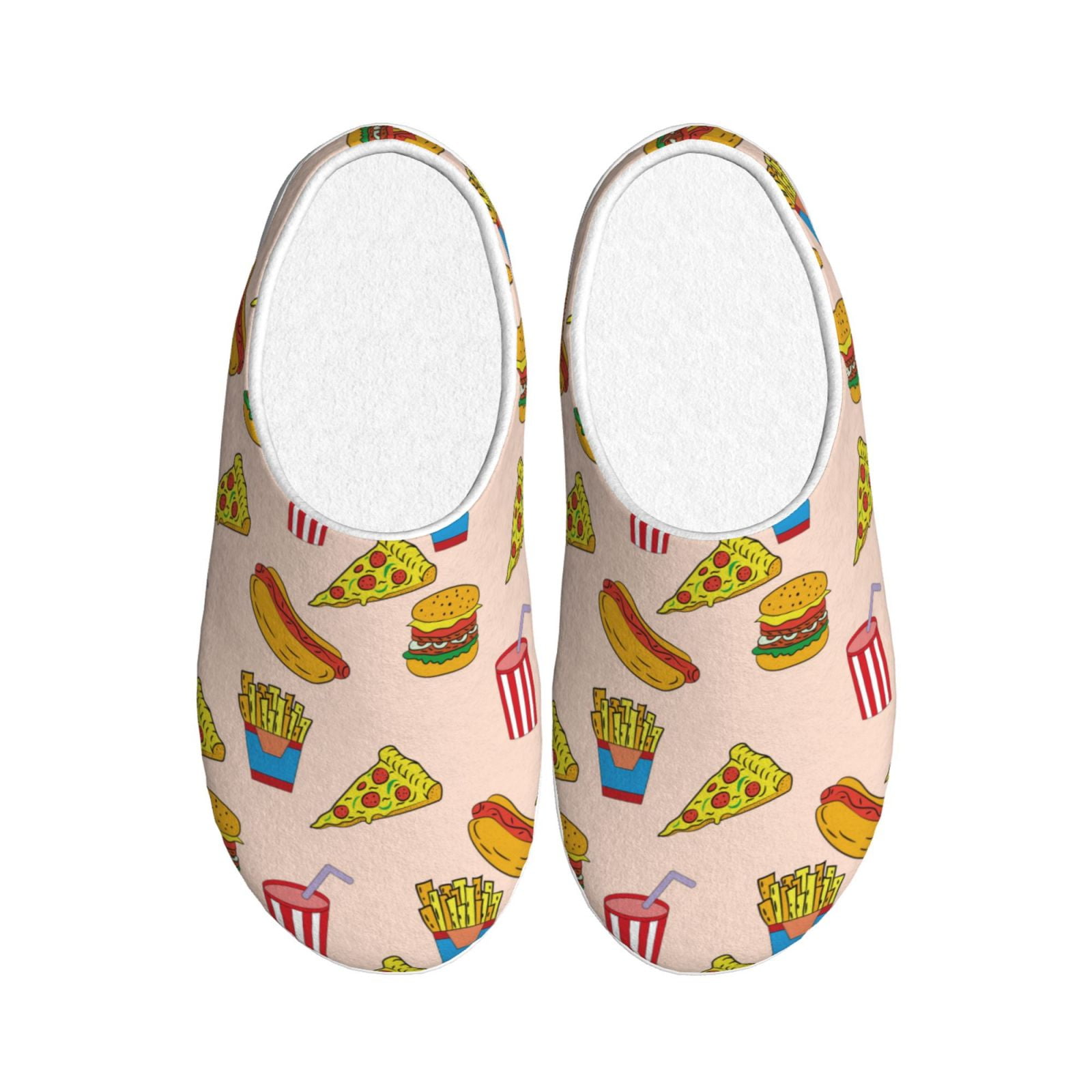 Disketp Hamburger Pizza Coke Women's Men's Slippers Plush Slip-On House ...