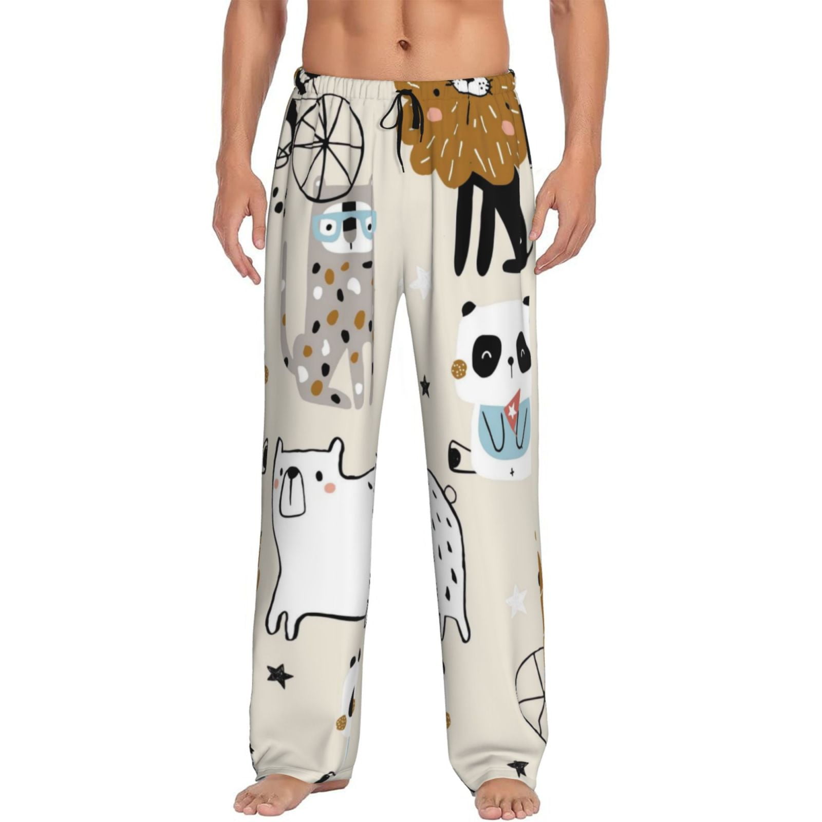 Disketp Hand Drawn Animals Men'S Pajama Pants - Ultra Soft Fleece Sleep ...