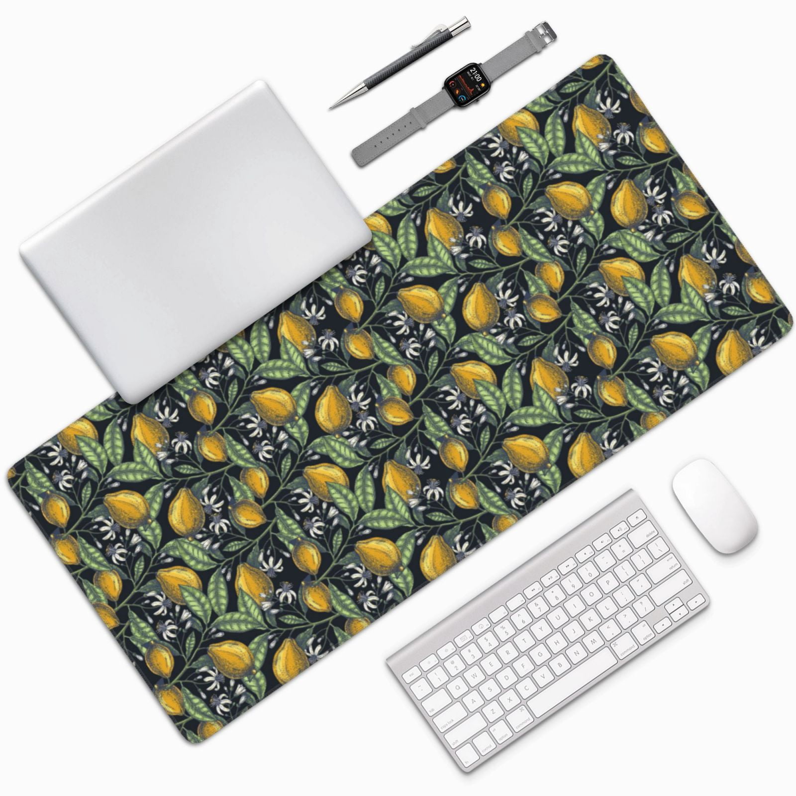 Disketp Hand Drawn Citrus Fruits Elegant Lemons Gaming Mouse Mat Long ...