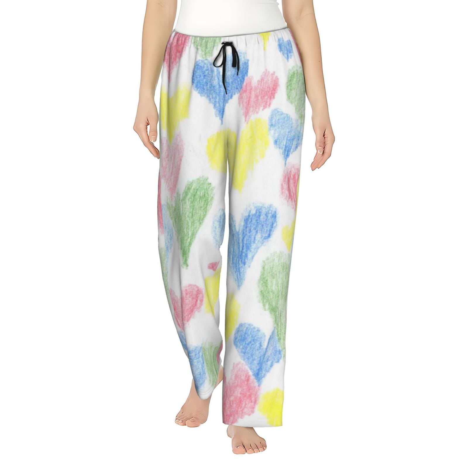 Disketp Hand Drawn Colored Hearts Print Women'S Comfy Pajama Pants ...