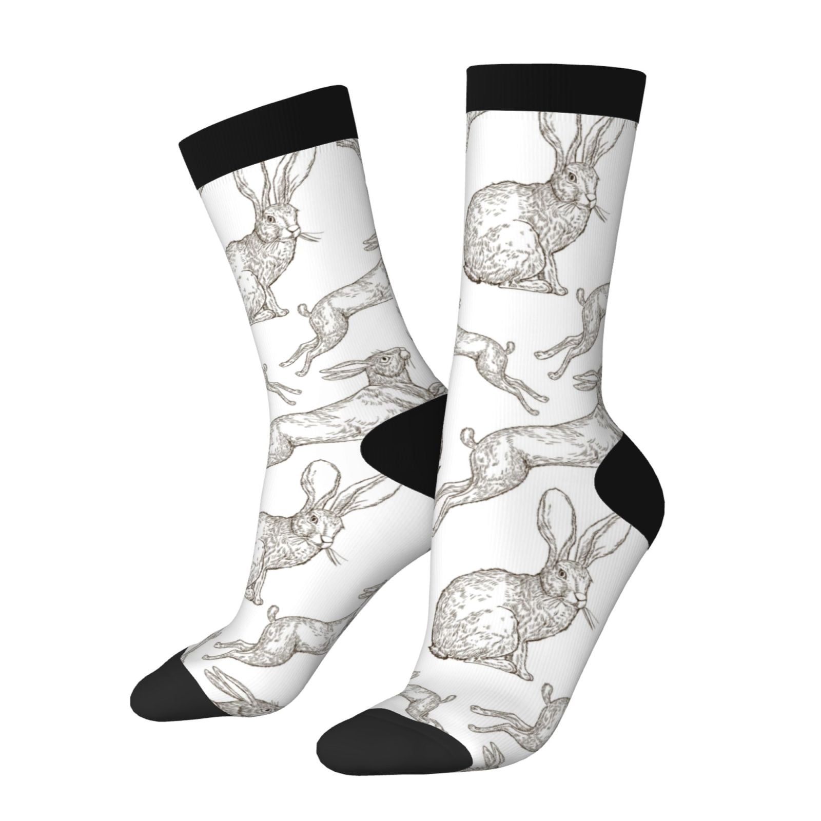 Disketp Hand Drawn Rabbit Unisex Crew Socks Lightweight Breathable ...