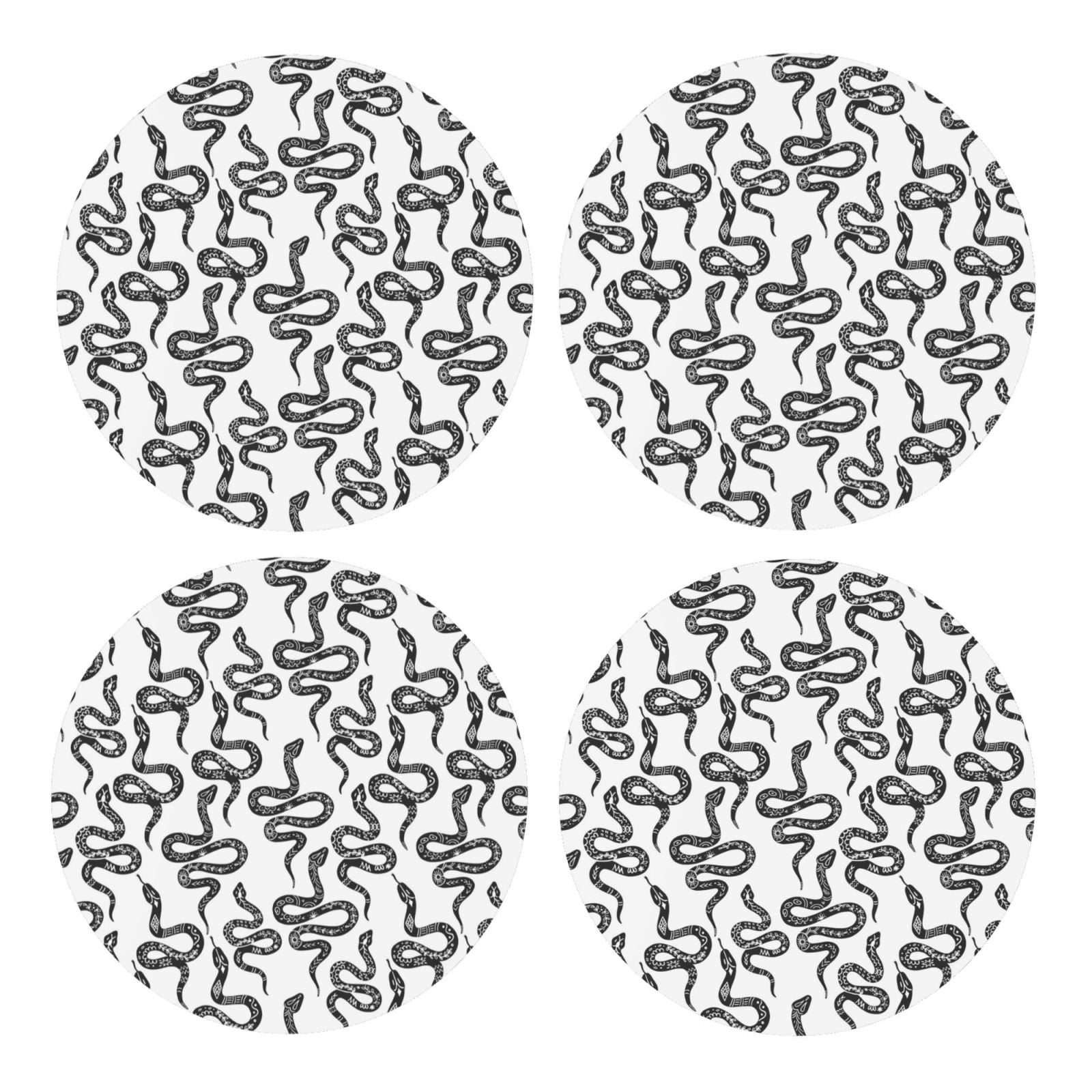 Disketp Hand Drawn Snake MDF Cork Coaster 4 Pcs - Absorbent Beverage ...
