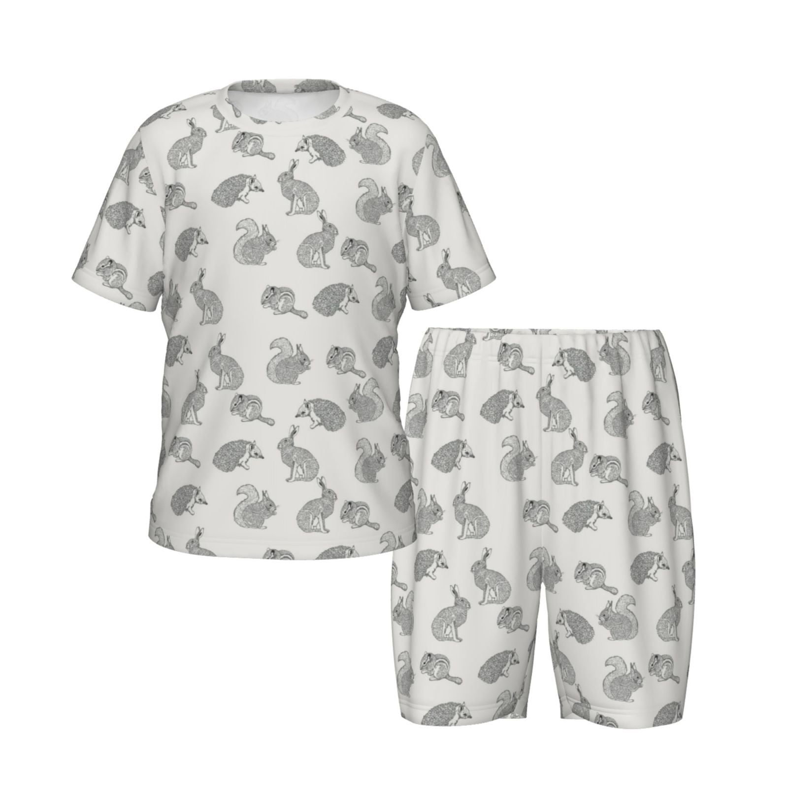 Disketp Hand Drawn Squirrel for Kids Short Sleeve Pajamas Kids Summer ...