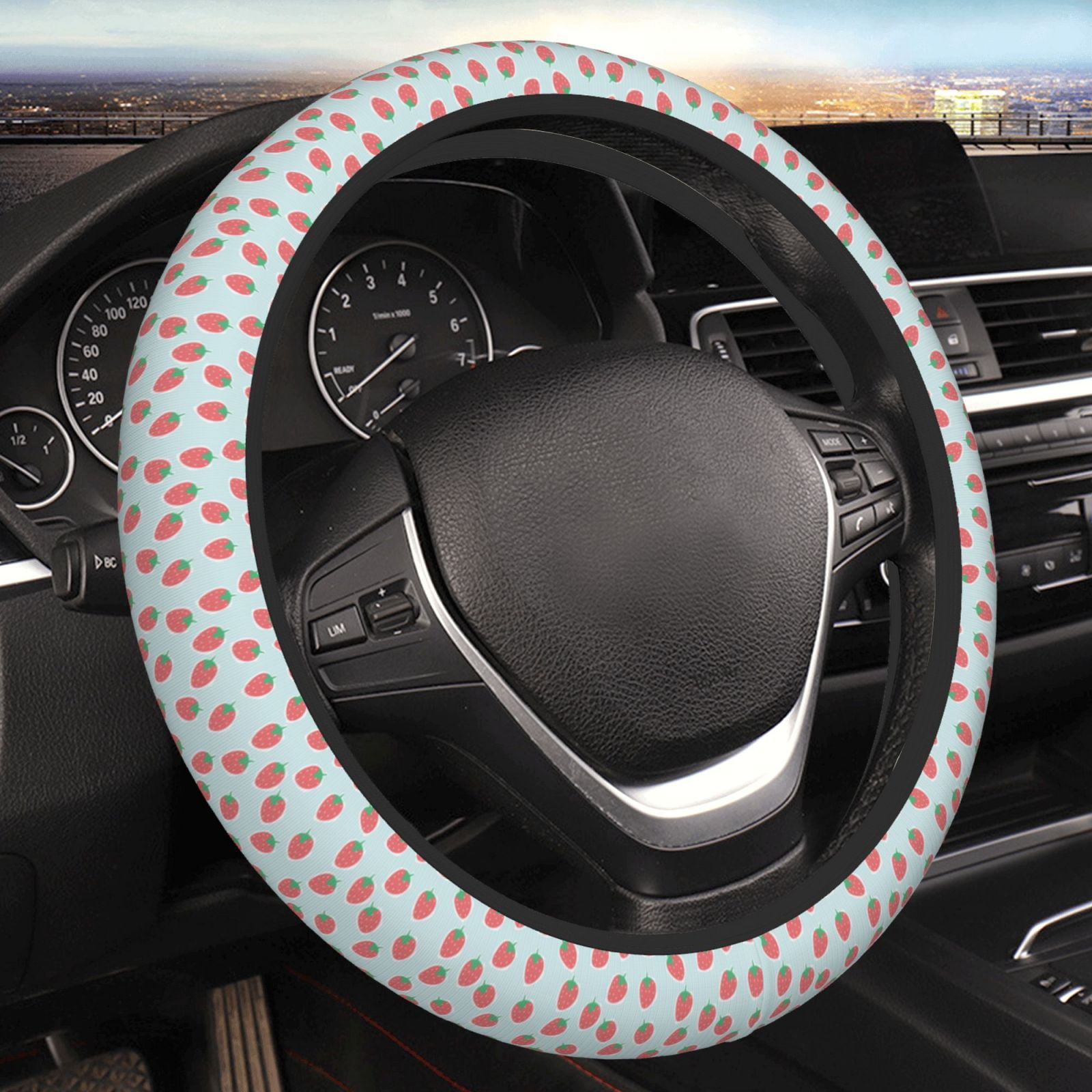 Disketp Hand Drawn Strawberry Elastic Microfiber Steering Wheel Cover ...