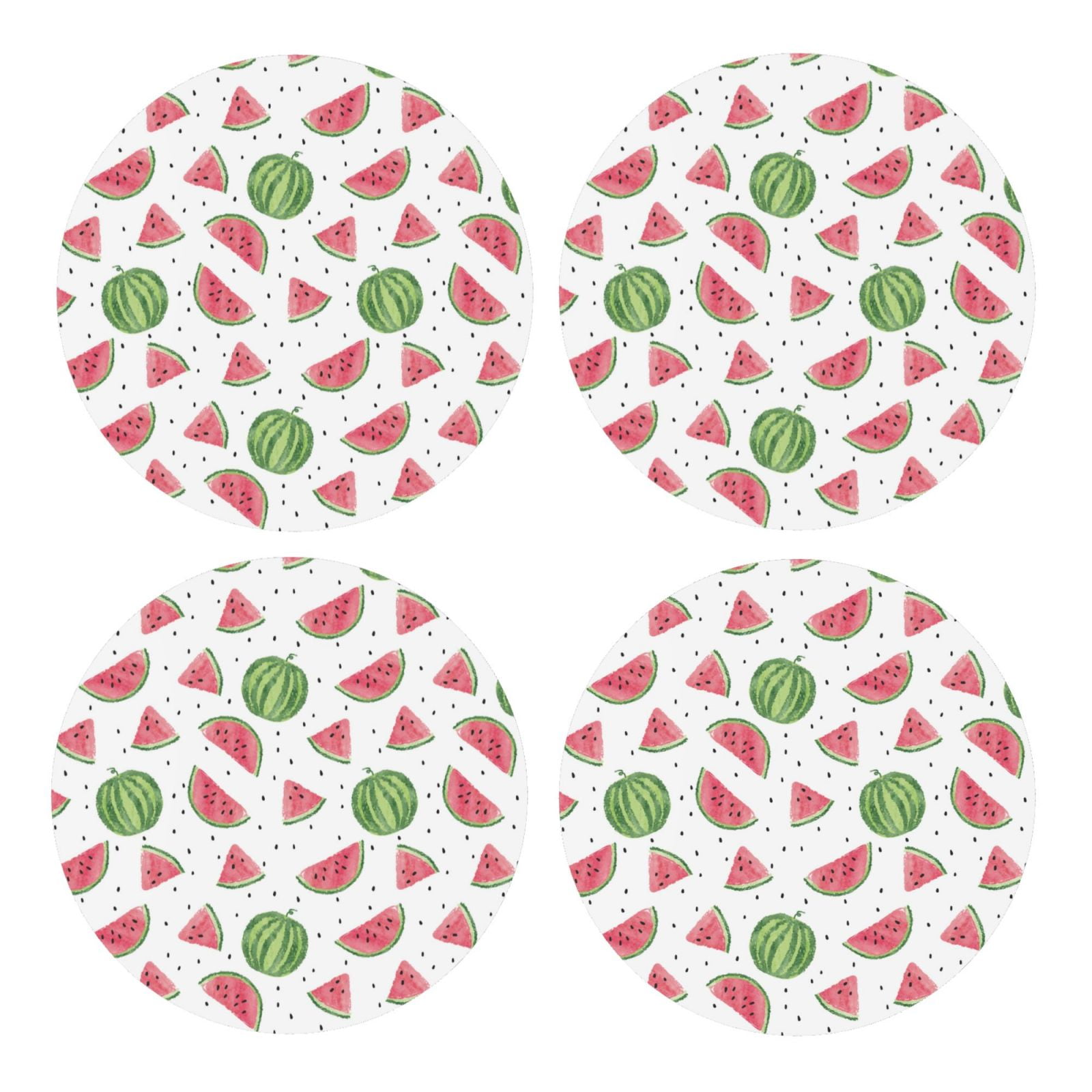 Disketp Hand Drawn Watermelon MDF Cork Coaster 4 Pcs - Absorbent ...