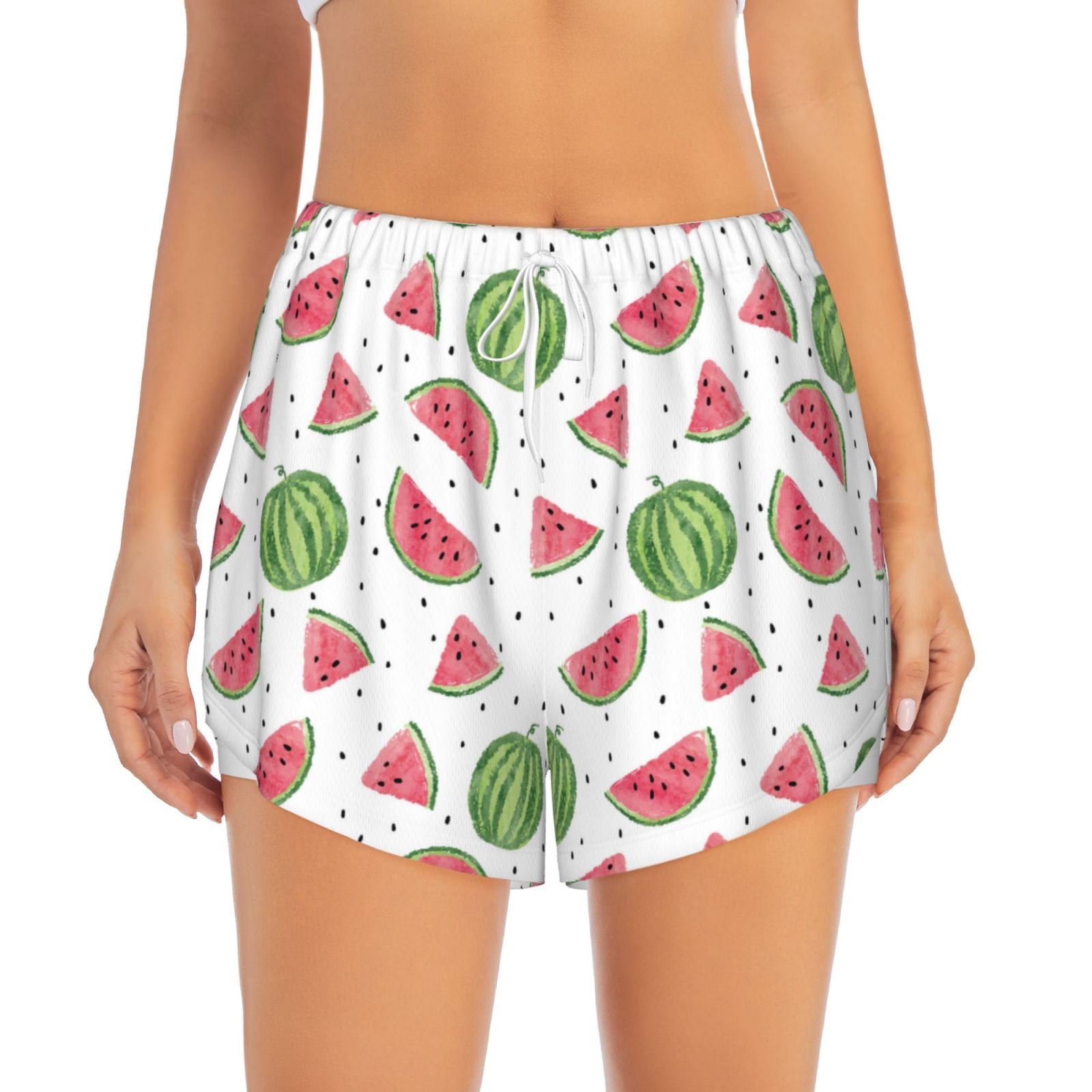 Disketp Hand Drawn Watermelon Print Women's Shorts Workout Shorts for ...
