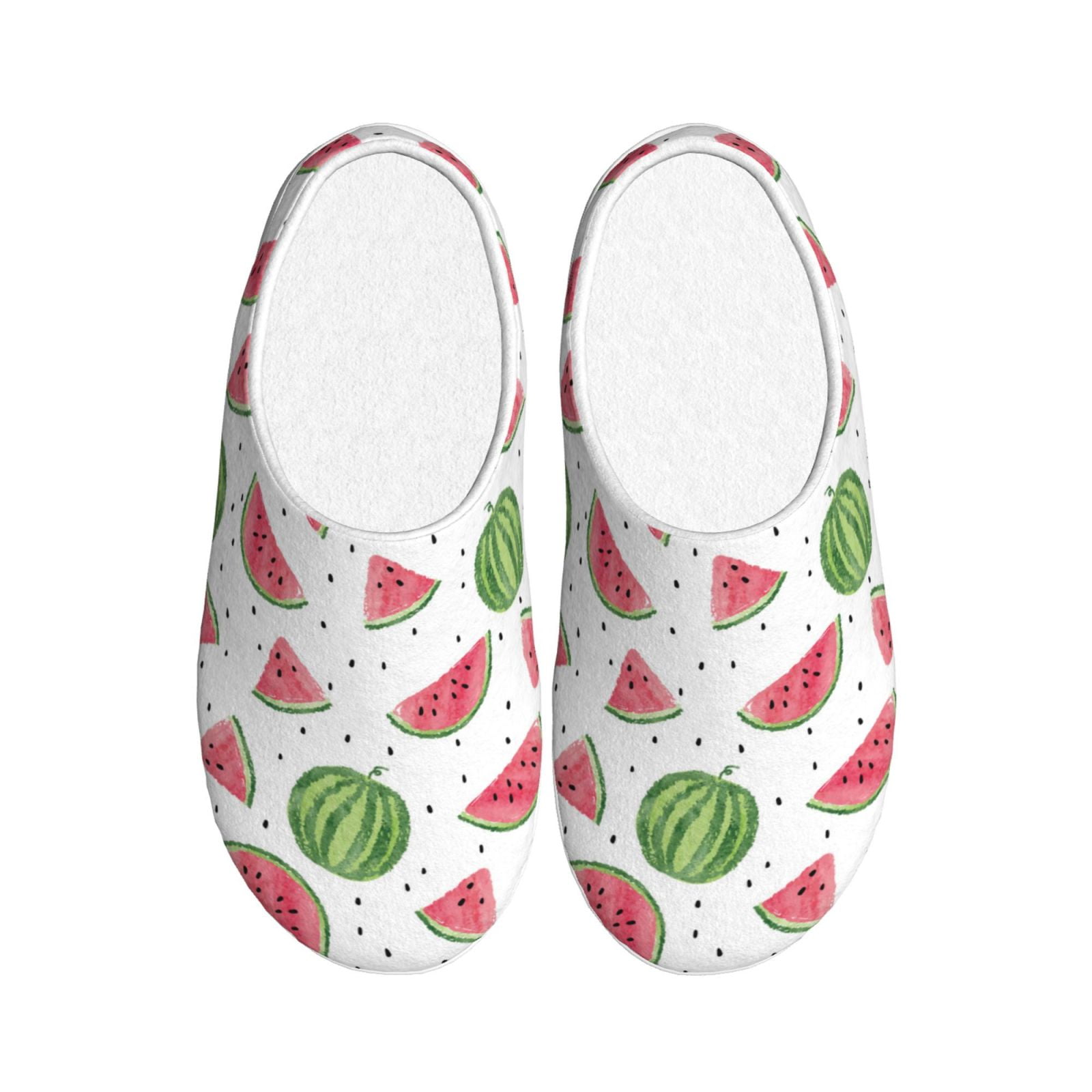 Disketp Hand Drawn Watermelon Women's Men's Slippers Plush Slip-On ...