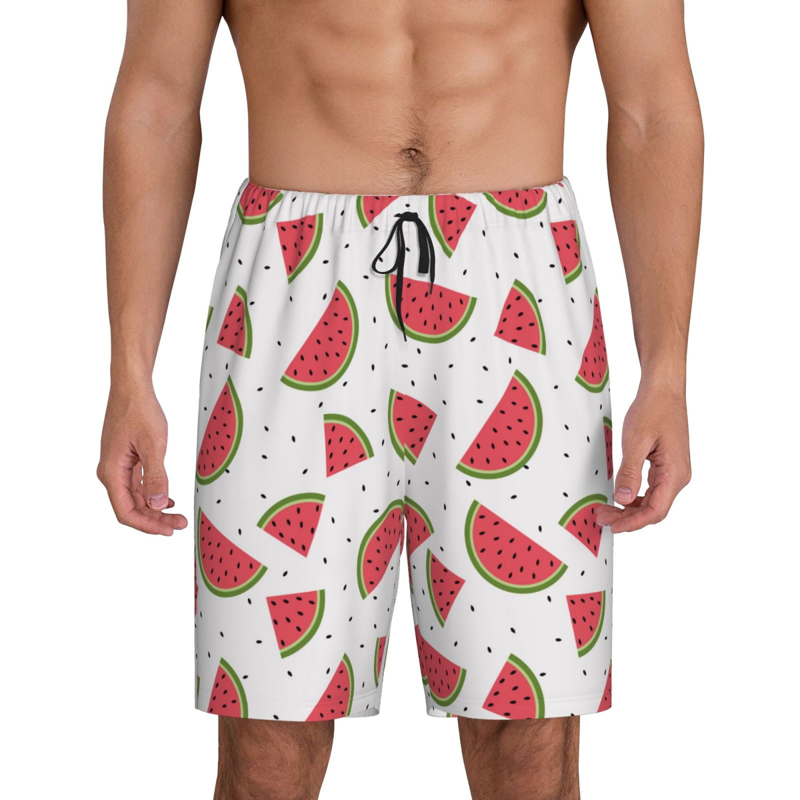 Disketp Hand Drawn Watermelon for Men's Soft Sleep Pajama Shorts ...