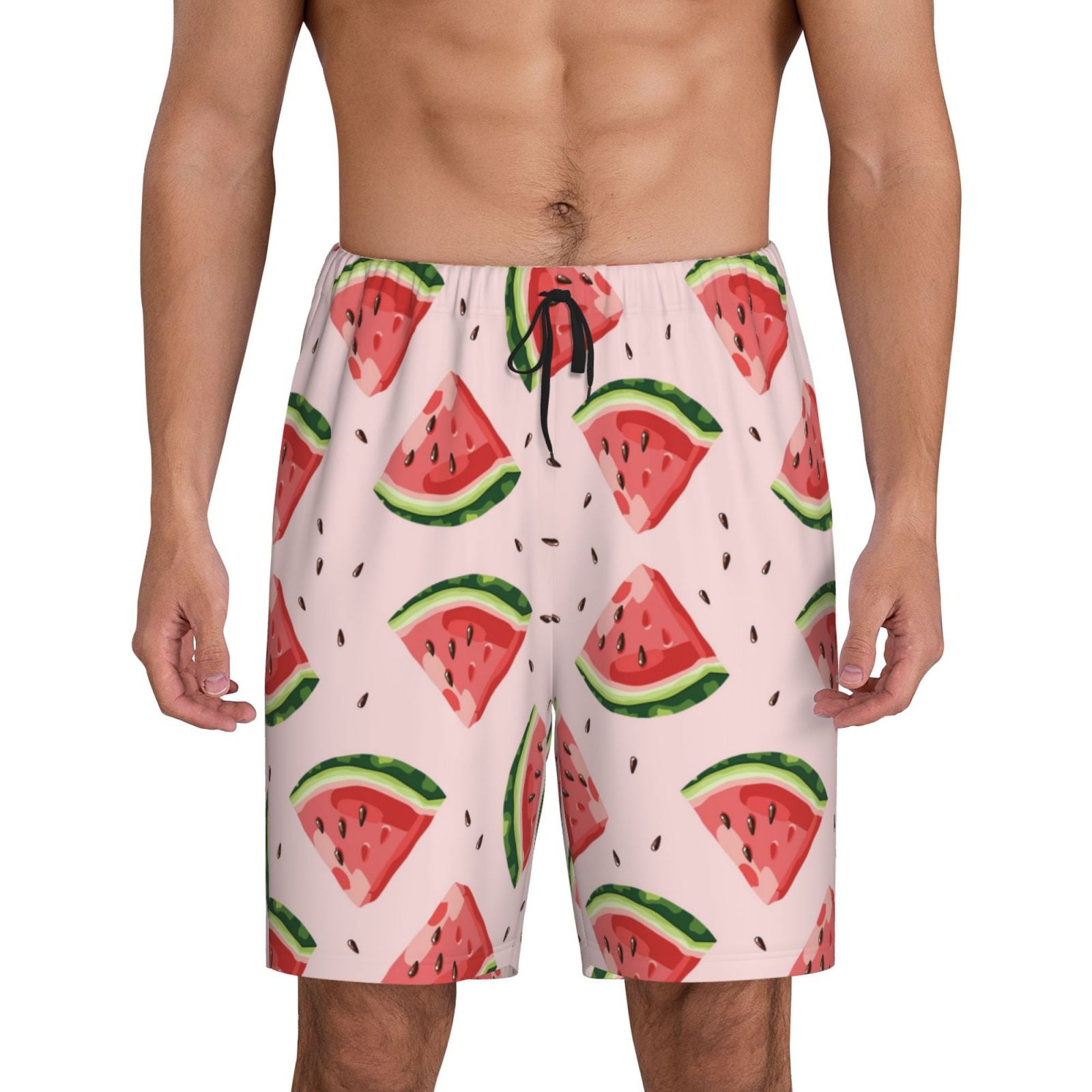 Disketp Hand Drawn Watermelon for Men's Soft Sleep Pajama Shorts ...