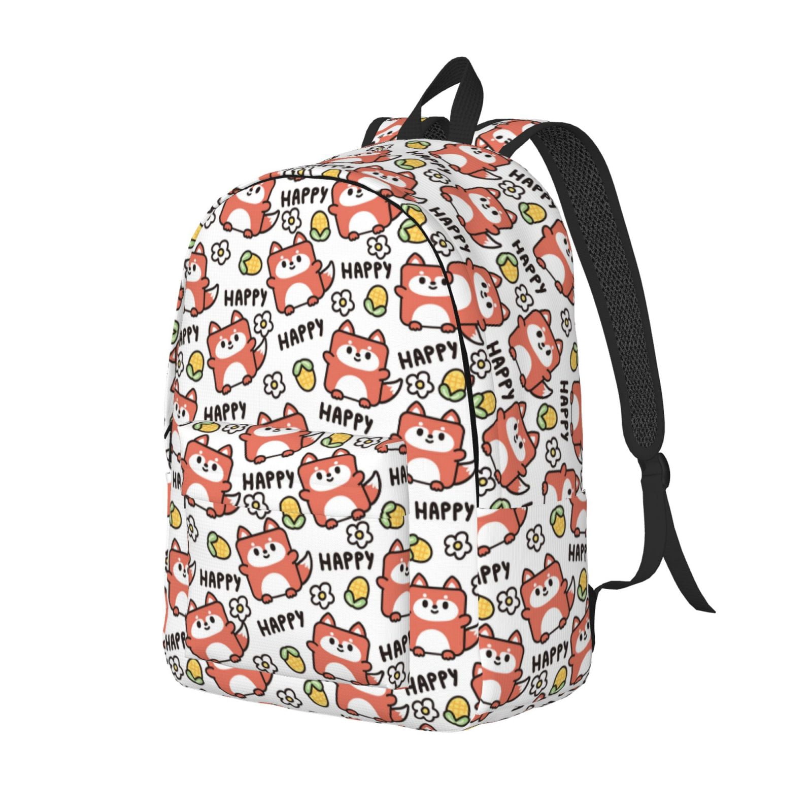 Disketp Happy Foxy Faces Canvas Backpack Lightweight Travel Daypack ...