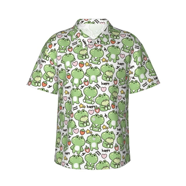 Disketp Happy Frogs Hawaiian Shirts for Men,Mens Casual Short Sleeve ...