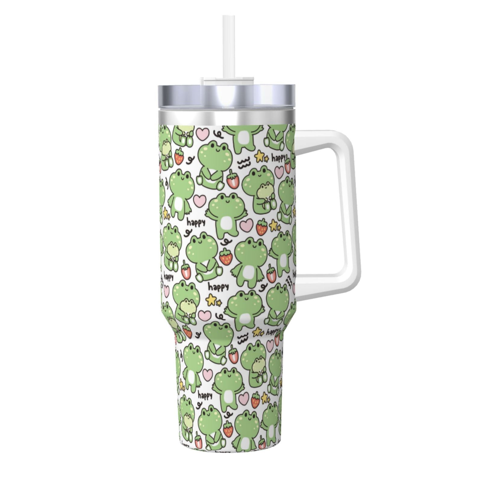 Disketp Happy Frogs for 40 OZ Stainless Steel with Handle Lid Straw for ...