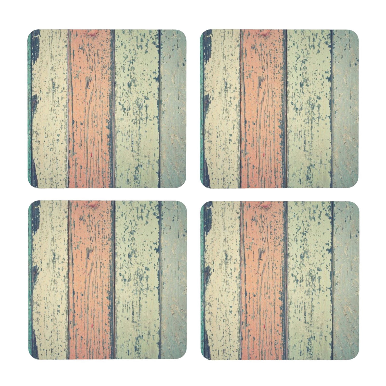 Disketp Hardwood MDF Cork Coaster 4 Pcs - Absorbent Beverage Coasters ...