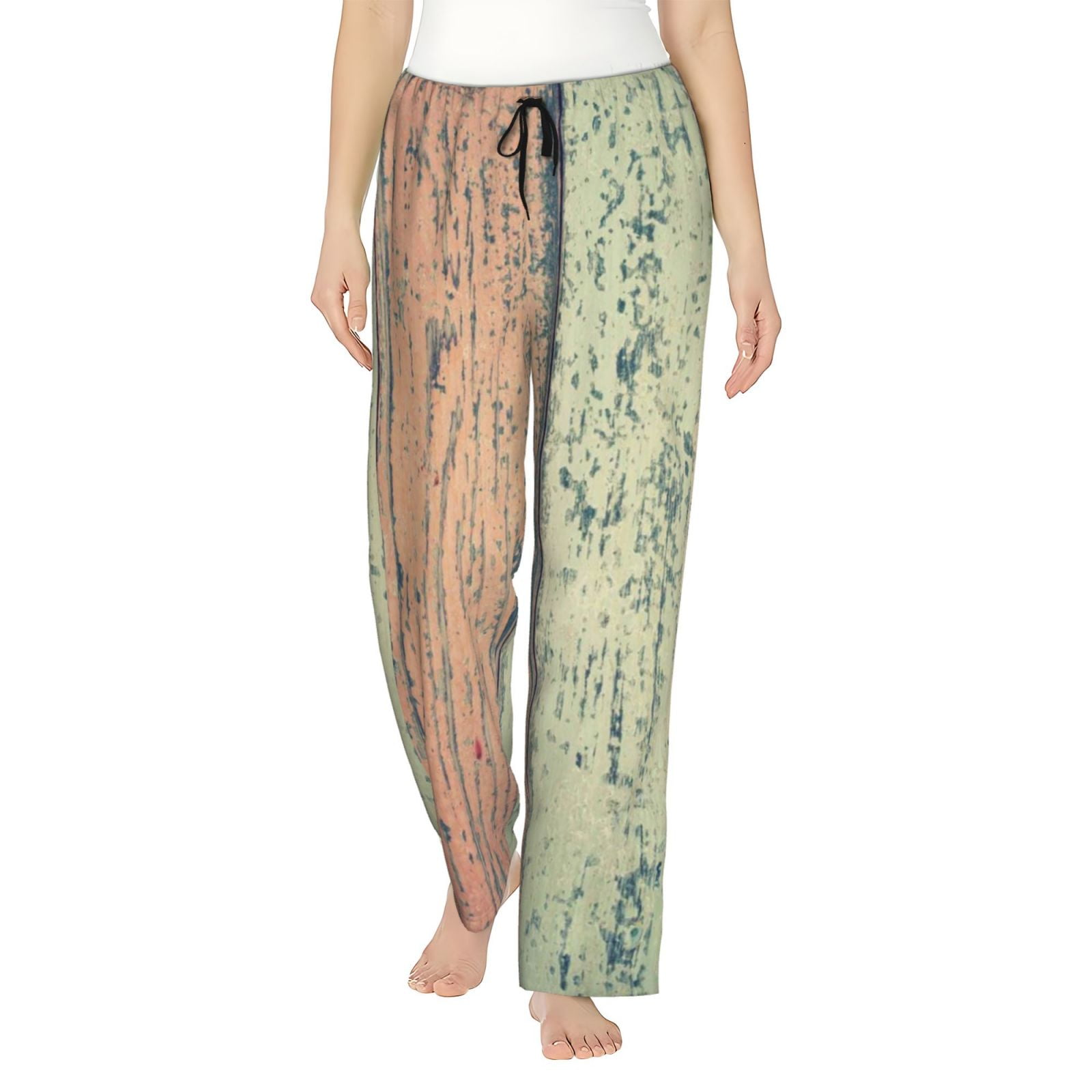 Disketp Hardwood Print Women'S Comfy Pajama Pants Casual Drawstring Palazzo Lounge Wide Leg ...