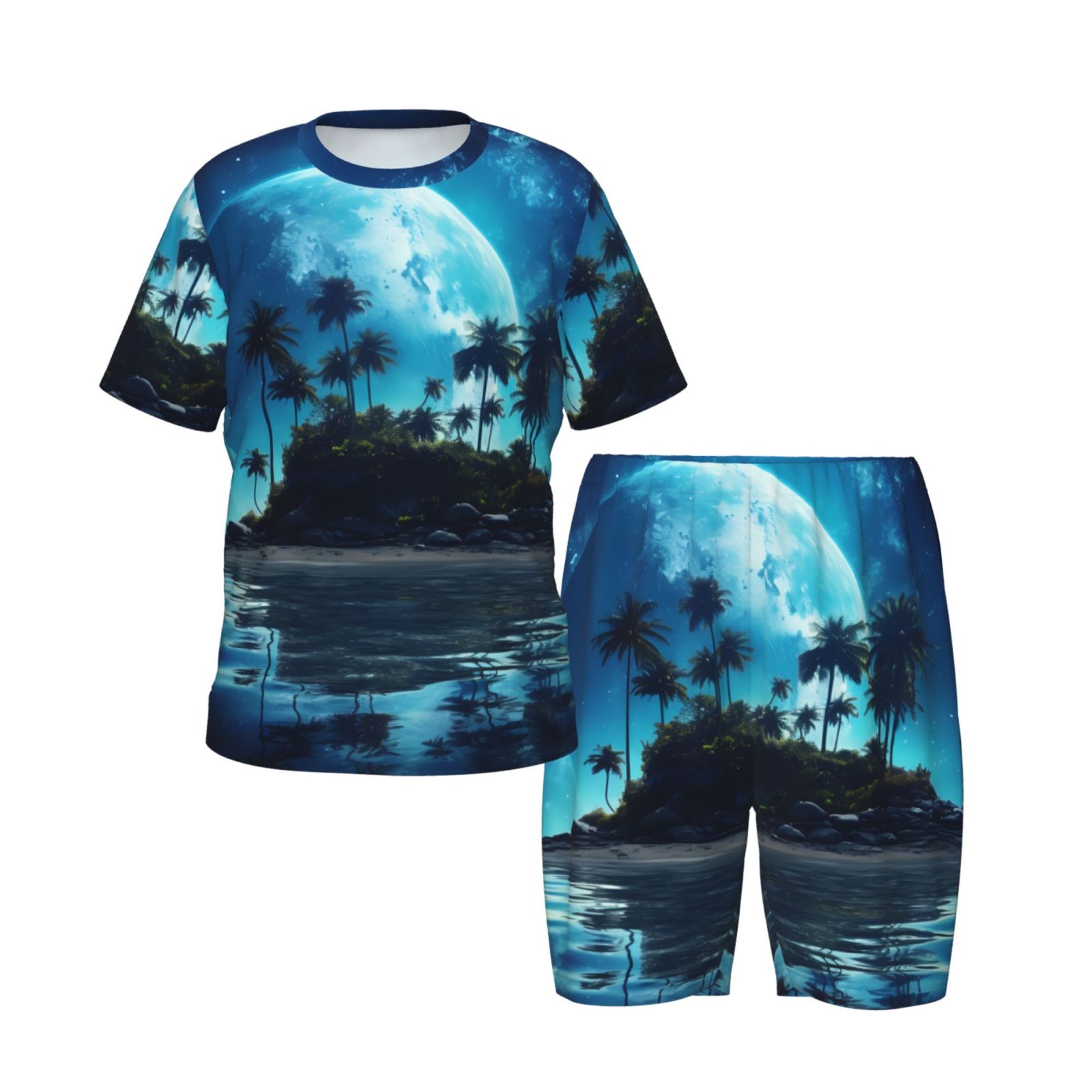 Disketp Hawaiian Beach Pirate Moon for Kids Short Sleeve Pajamas Kids ...