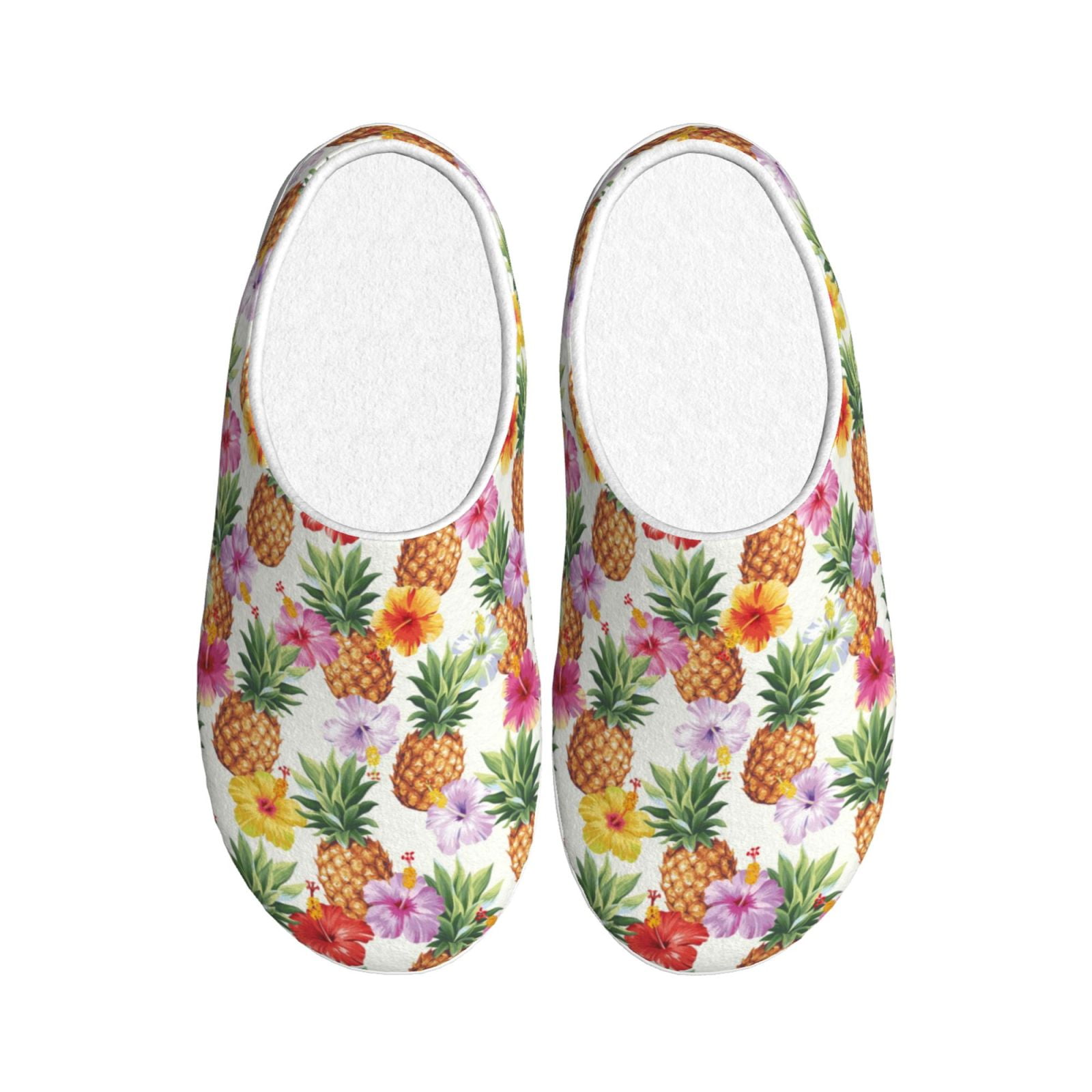 Disketp Hawaiian Pineapples And Hibiscus Flowers Women's Men's Slippers ...
