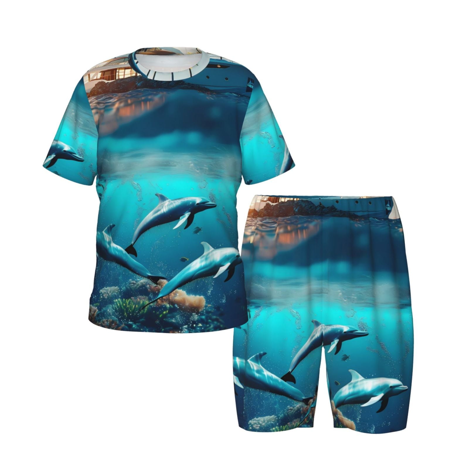 Disketp Hawaiian Ship Dolphin for Kids Short Sleeve Pajamas Kids Summer ...