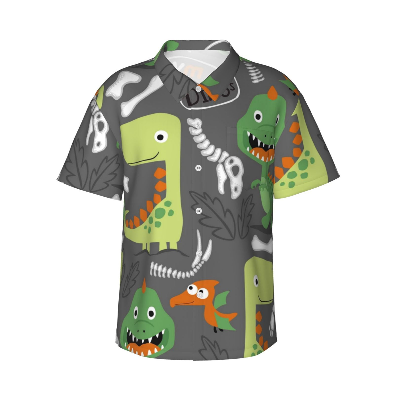 Disketp Hawaiian Shirts For Men,Cartoon Dinosaurs Print Mens Casual ...
