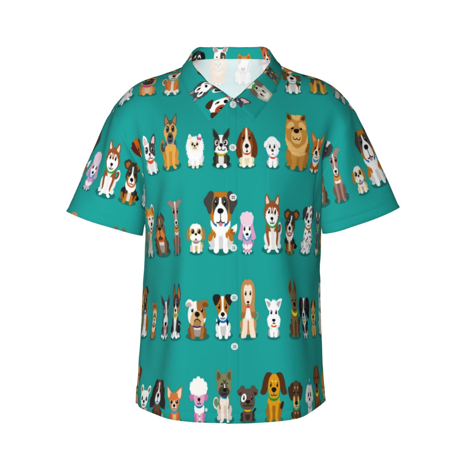 Disketp Hawaiian Shirts For Men,Cartoon Dogs Print Mens Casual Short ...
