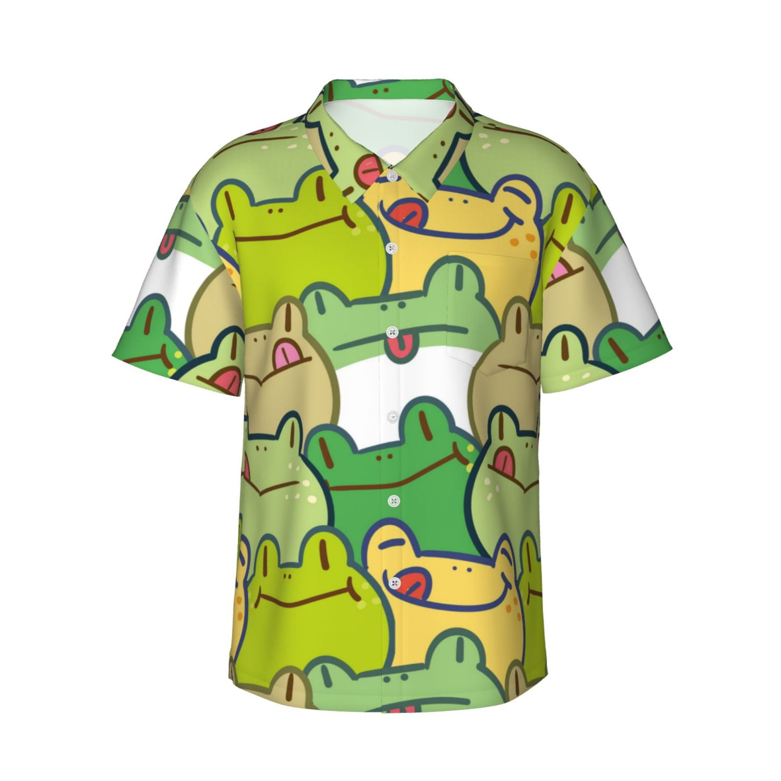 Disketp Hawaiian Shirts For Men,Cartoon Frog Print Mens Casual Short ...