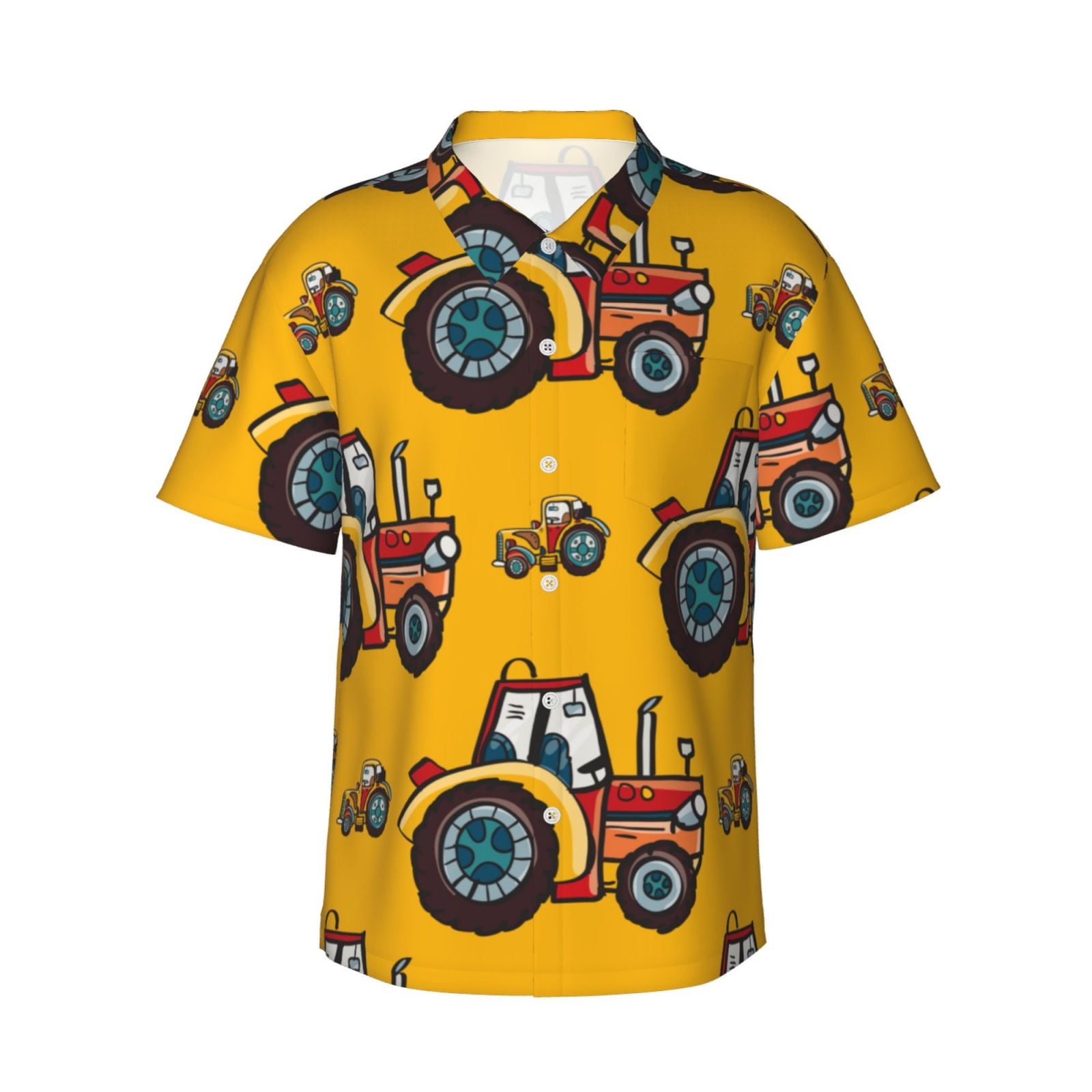 Disketp Hawaiian Shirts For Men,Cartoon Tractor Print Mens Casual Short ...