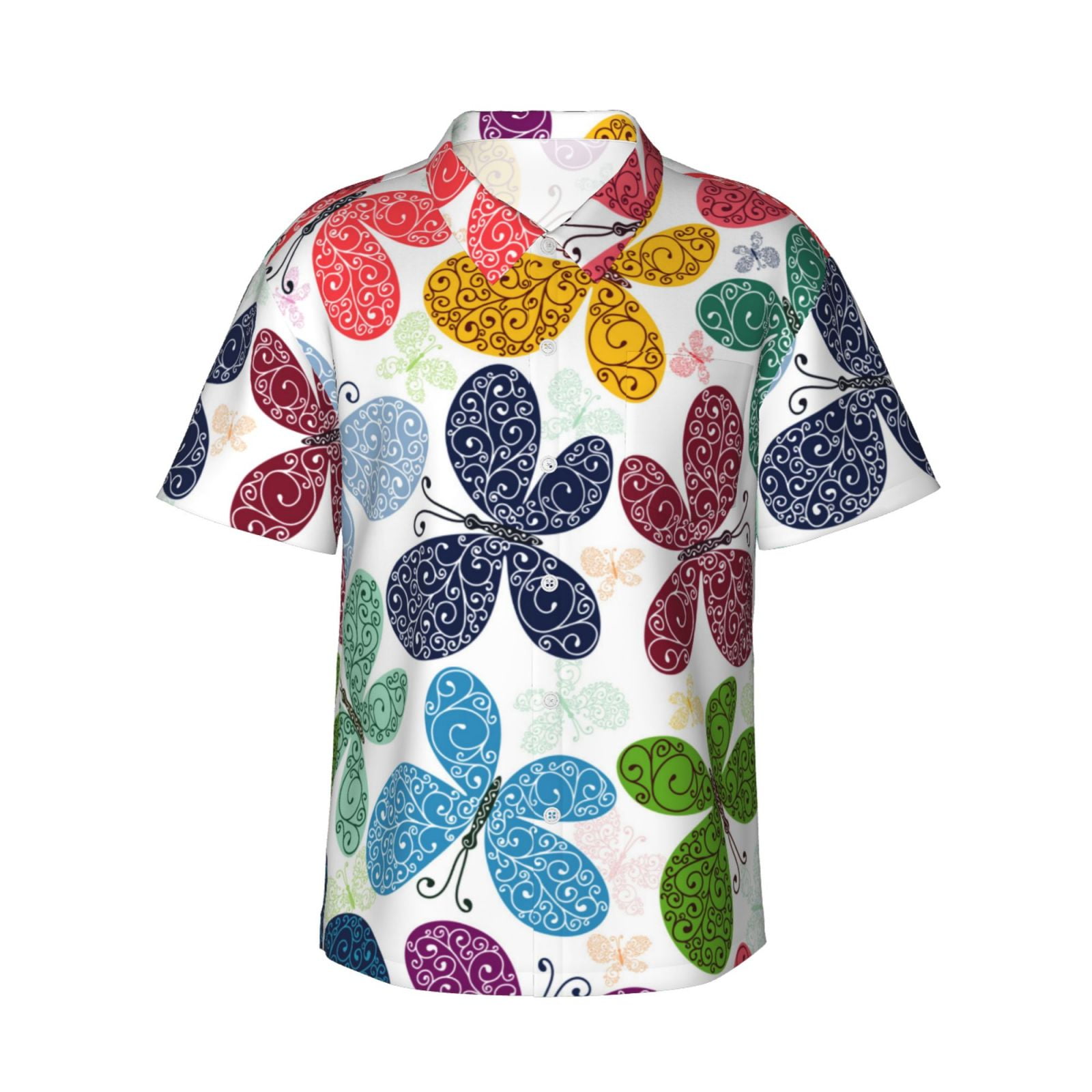 Disketp Hawaiian Shirts For Men,Colorful Butterflies Print Mens Casual ...