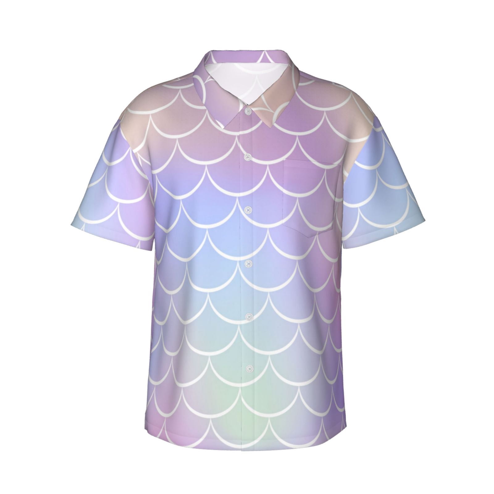 Disketp Hawaiian Shirts For Men,Fish Scale1 Print Mens Casual Short ...