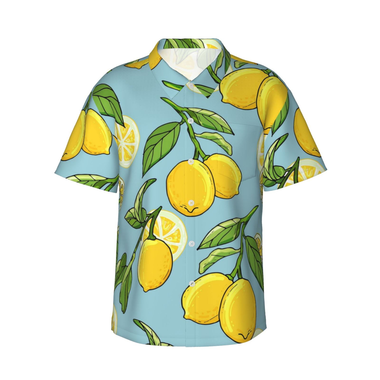 Disketp Hawaiian Shirts For Men,Lemon Print Mens Casual Short Sleeve ...