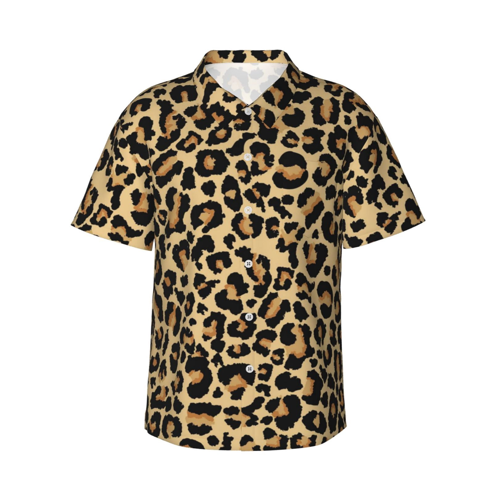 Disketp Hawaiian Shirts For Men,Leopard Print Print Mens Casual Short ...