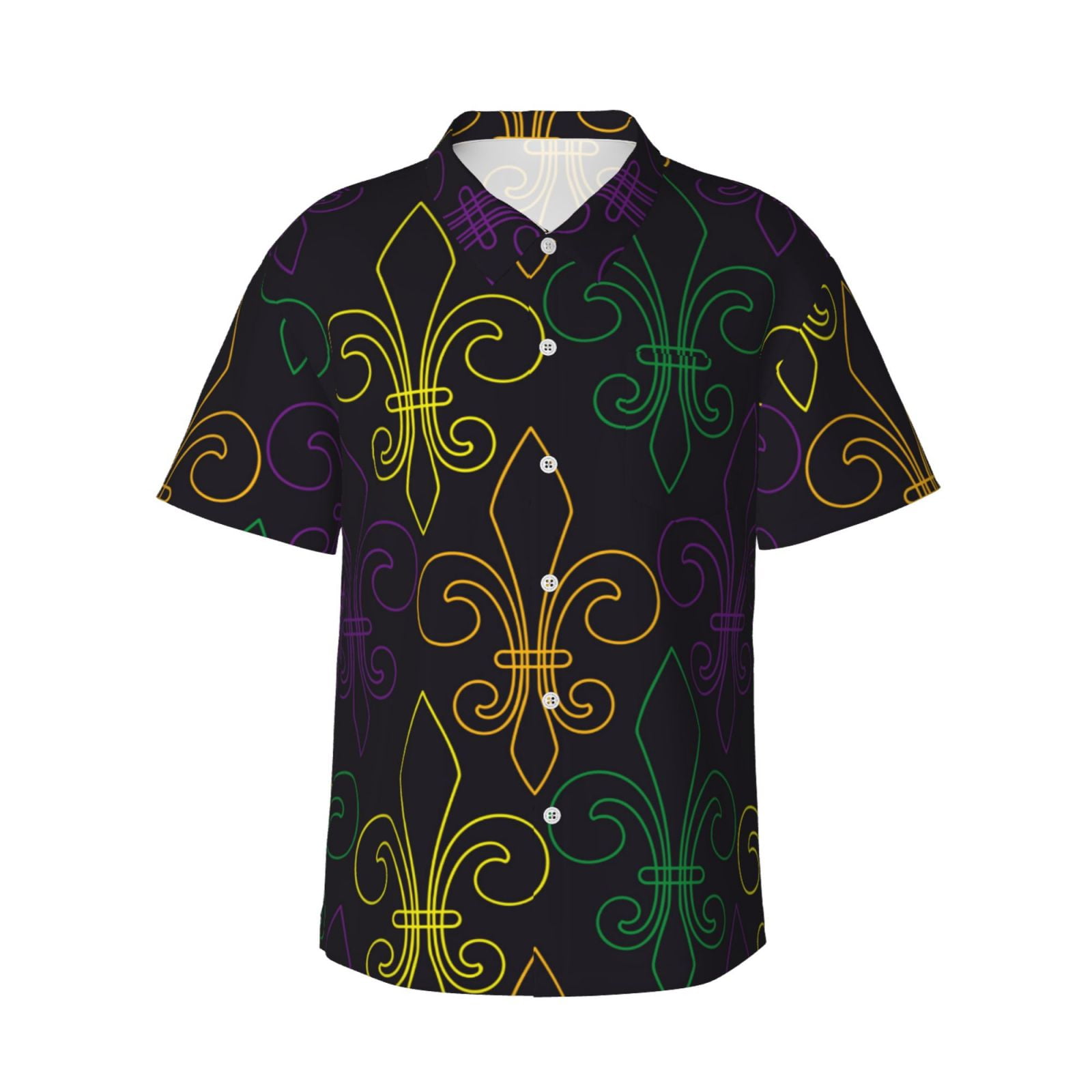 Disketp Hawaiian Shirts For Men,Mardi Gras Carnival Print Mens Casual ...