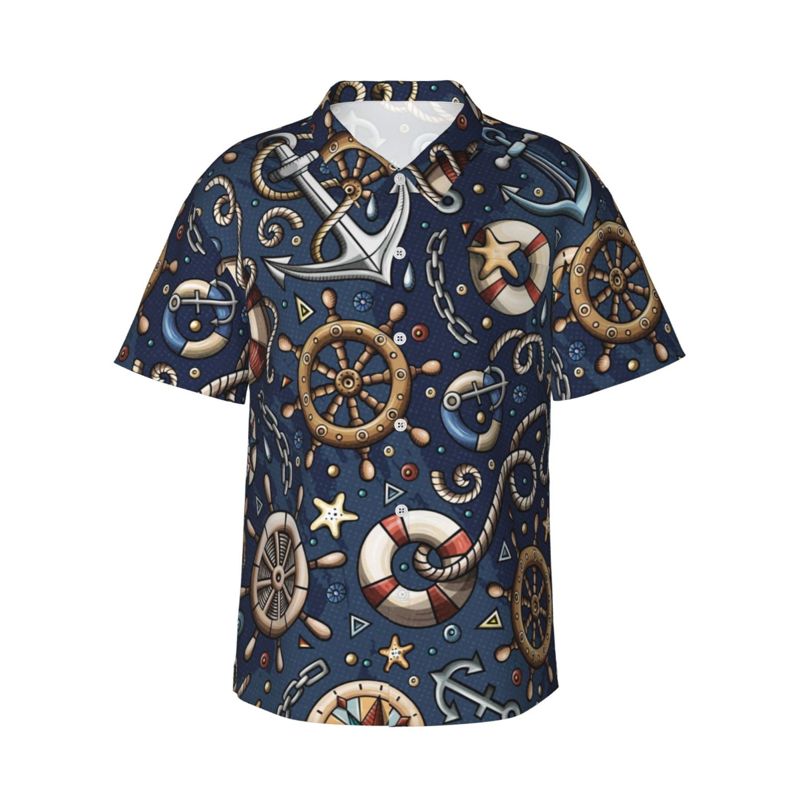 Disketp Hawaiian Shirts For Men,Nautical Print Mens Casual Short Sleeve ...