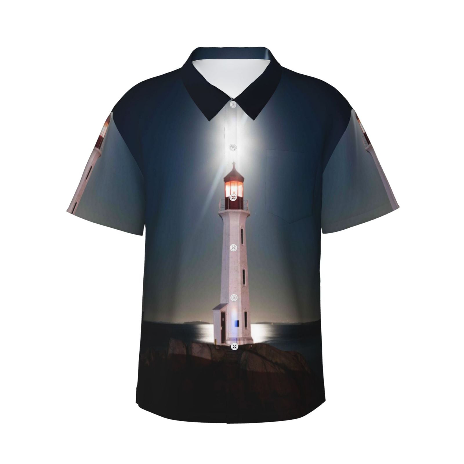 Disketp Hawaiian Shirts For Men,Peggy'S Cove Lighthouse Print Mens ...