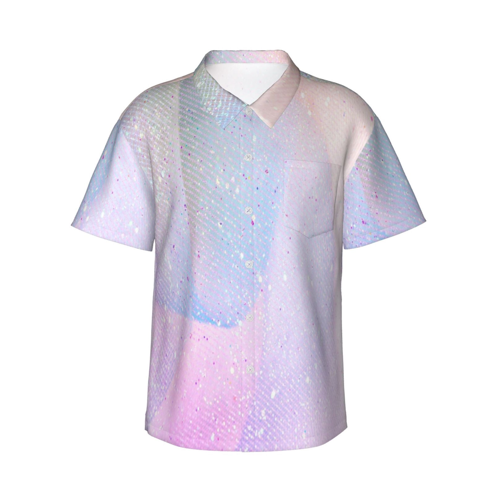 Disketp Hawaiian Shirts For Men,Rainbow Unicorn Party Print Mens Casual ...