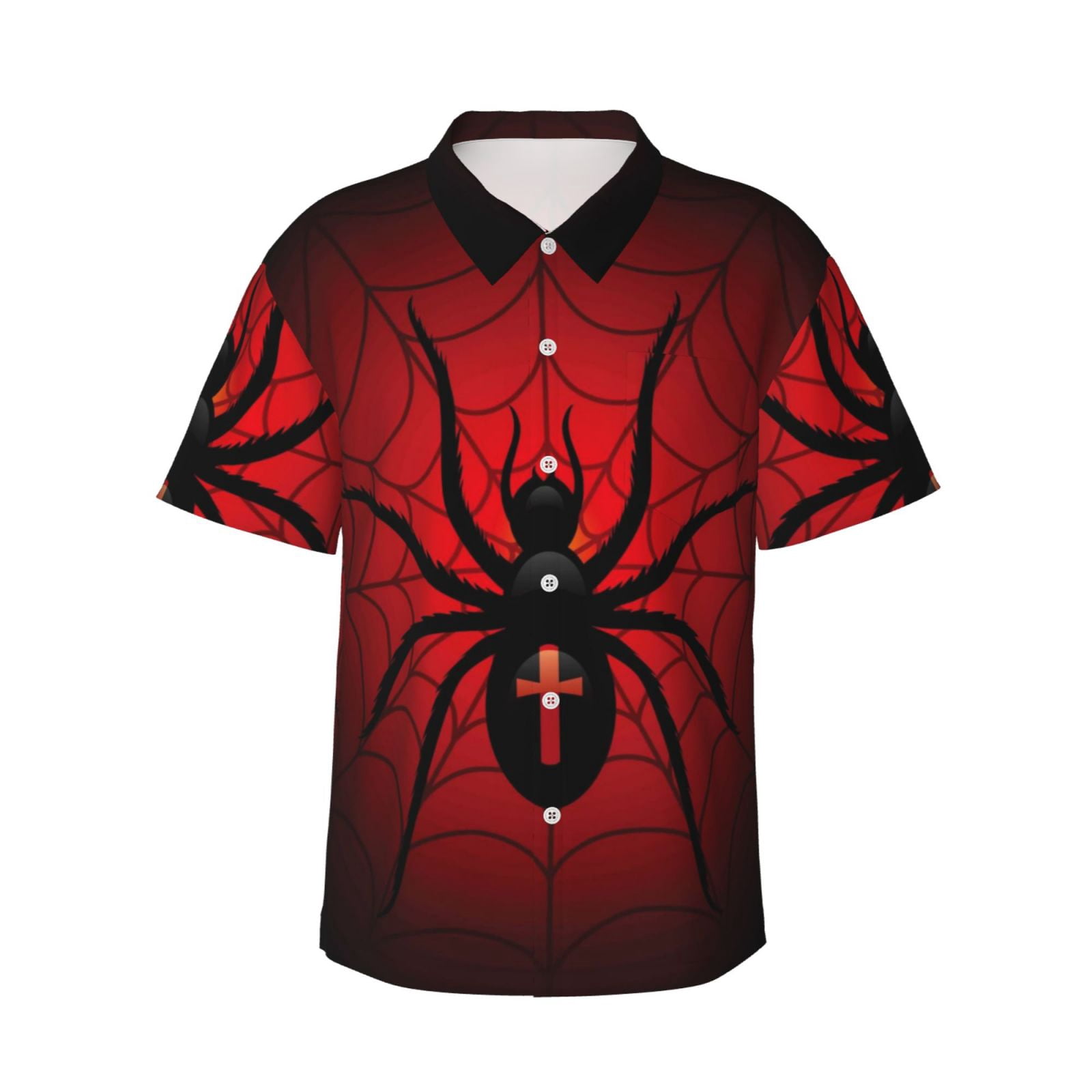 Disketp Hawaiian Shirts For Men,Spider On The Web Print Mens Casual ...
