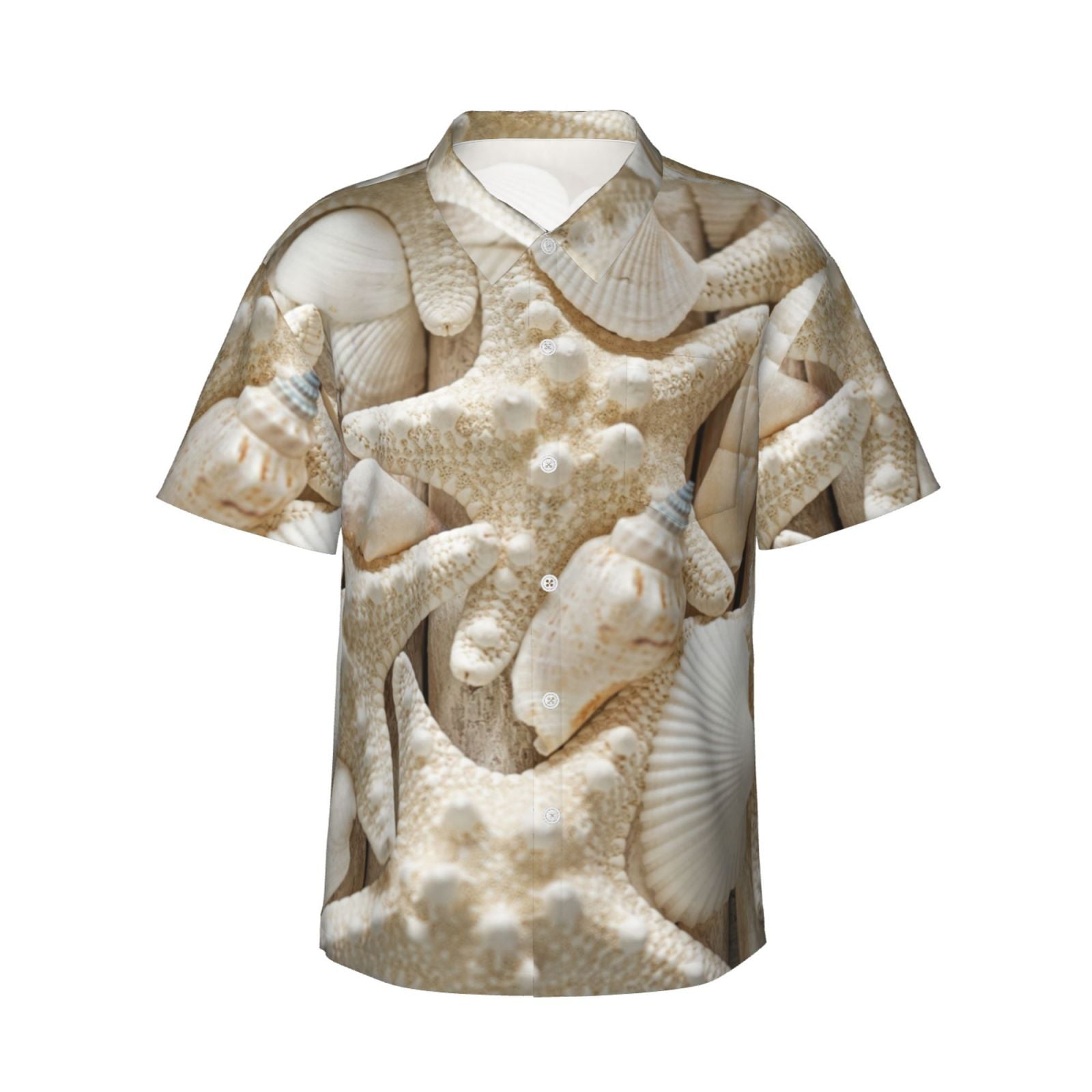 Disketp Hawaiian Shirts For Men,Starfish And Sea Shells Print Mens ...