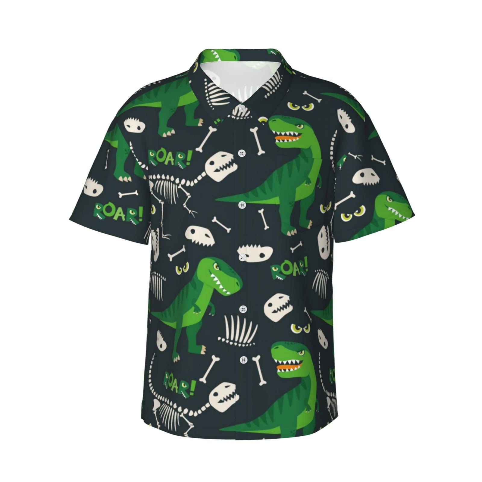 Disketp Hawaiian Shirts For Men,T Rex And Dinosaur Bone Print Mens ...
