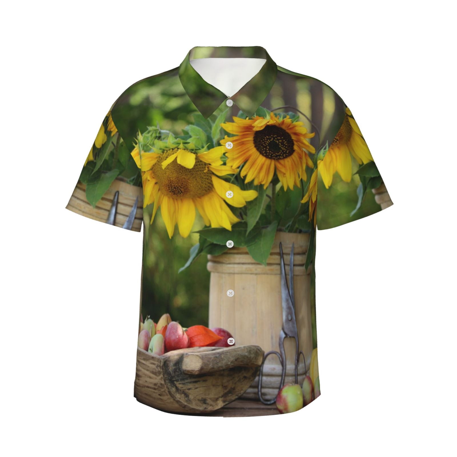 Disketp Hawaiian Shirts For Men,Vintage Wooden Bucket Print Mens Casual ...