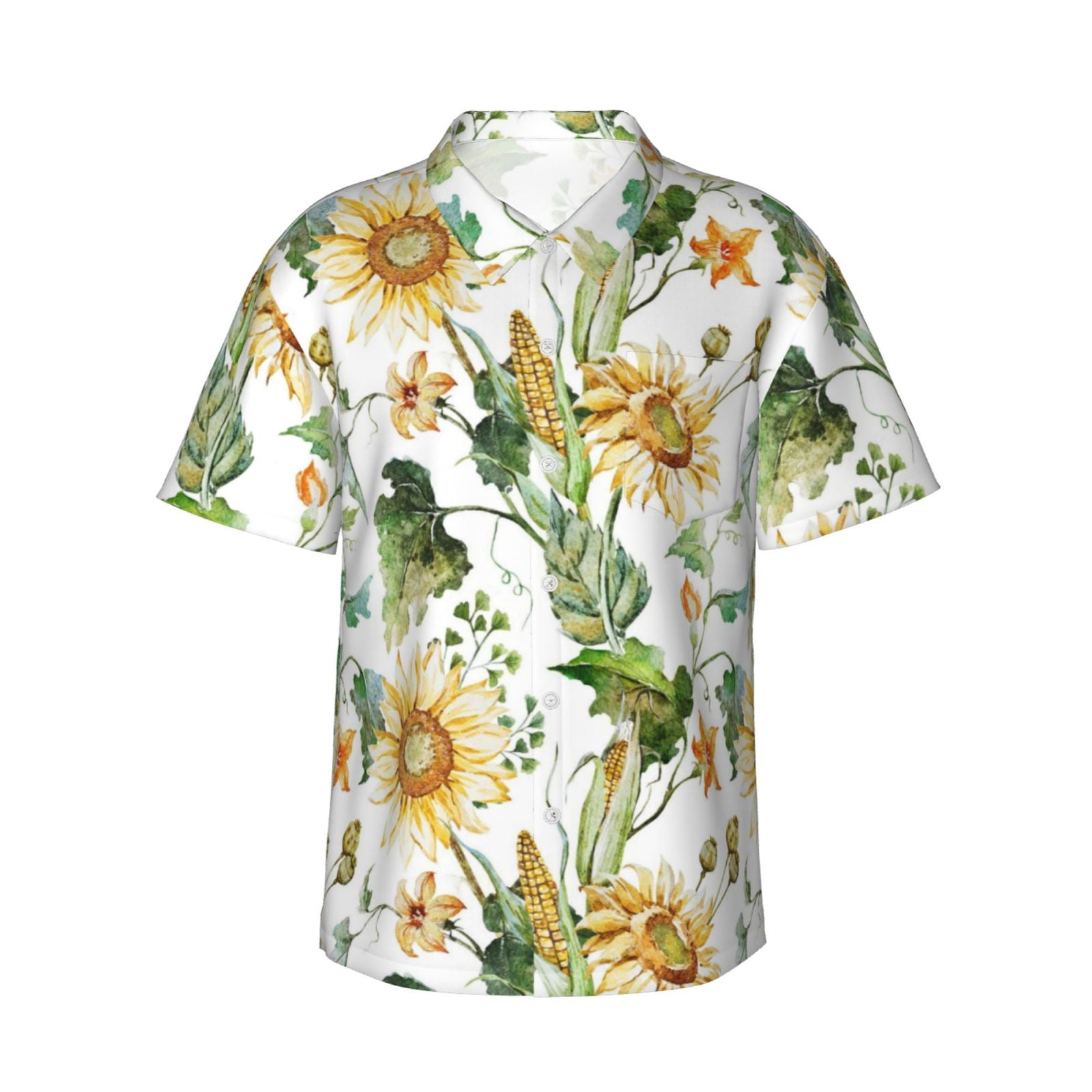 Disketp Hawaiian Shirts For Men,Watercolor Bright Sunflowers Print Mens ...