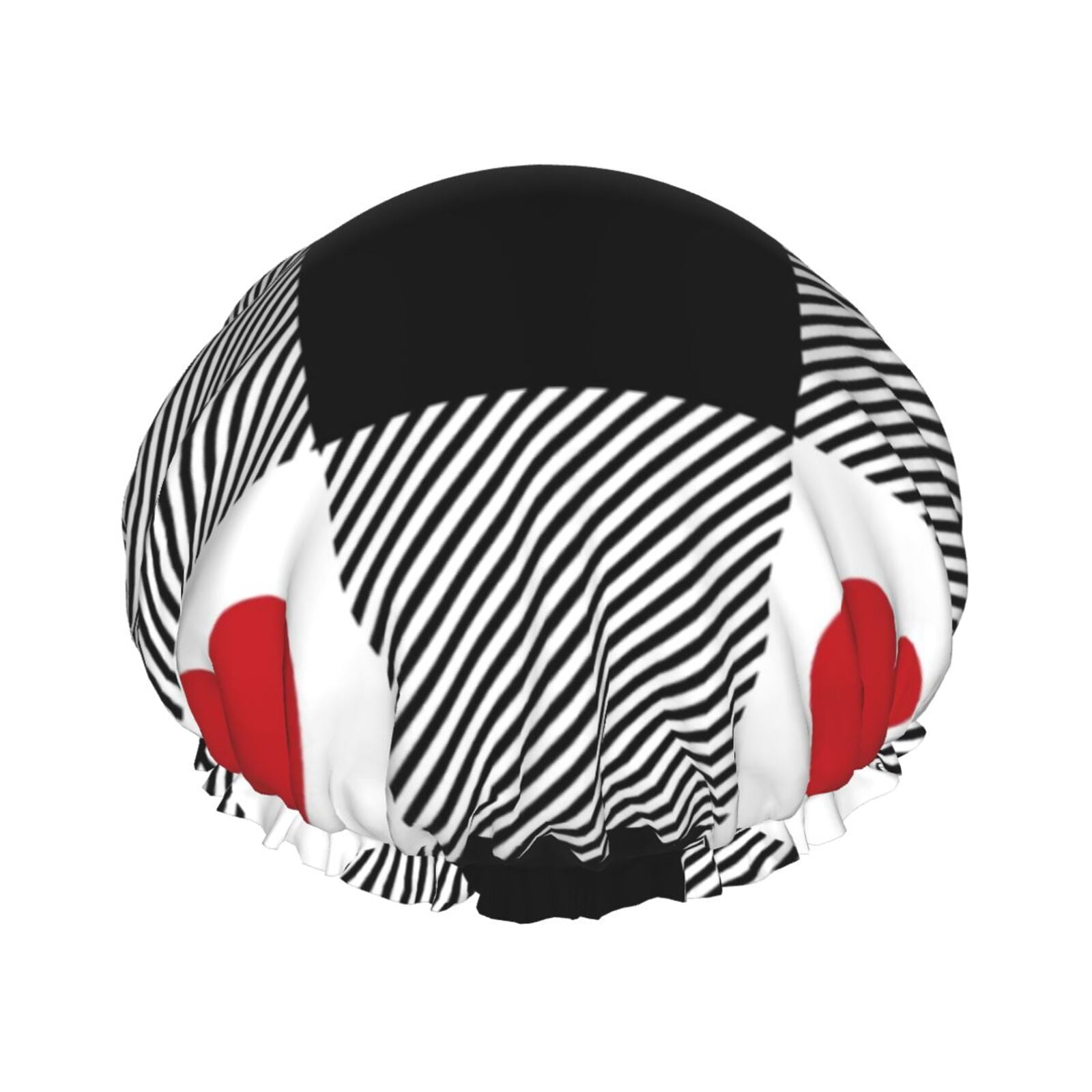 Disketp Heart Black Buffalo Plaid Gingham Shower Caps,Reusable Shower ...