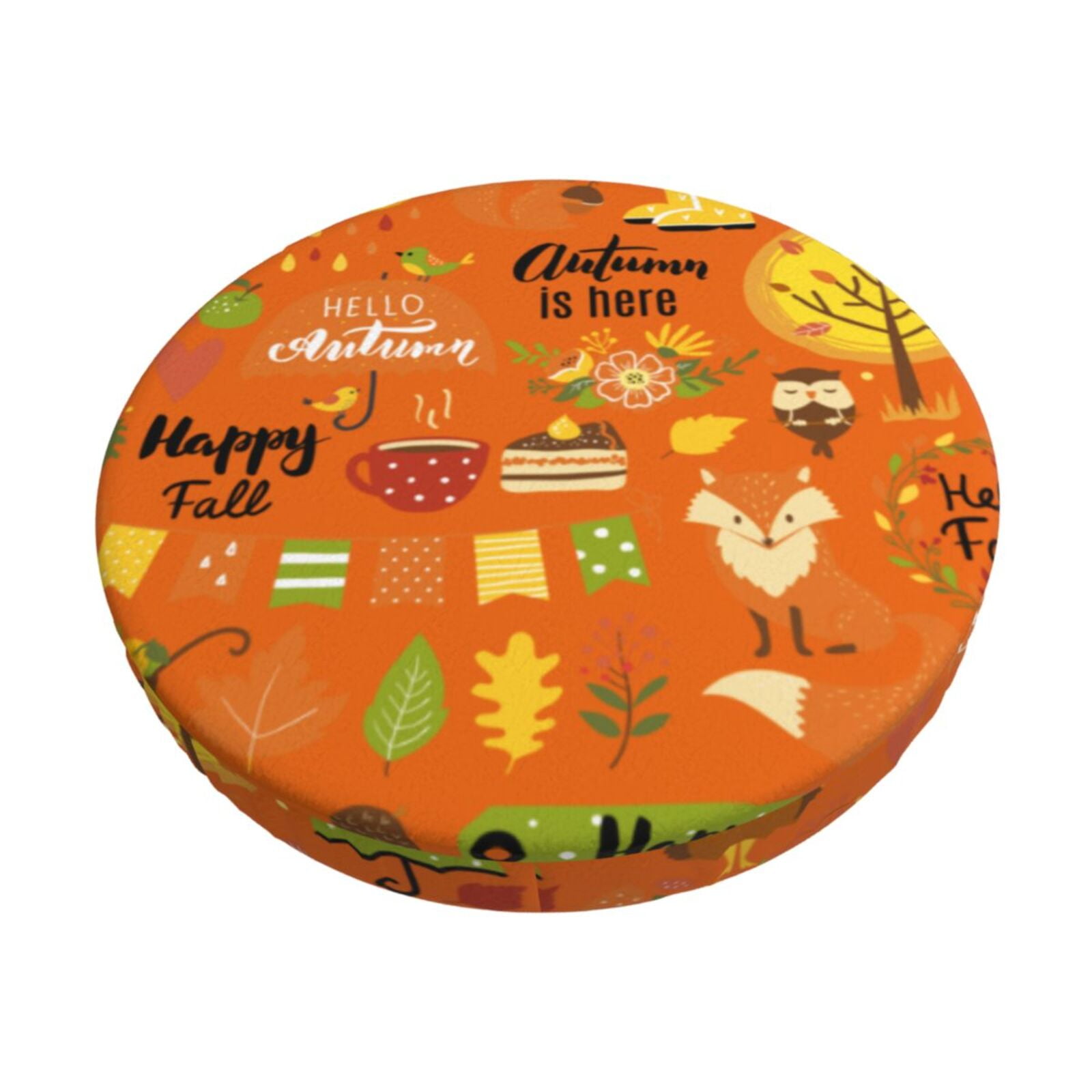 Disketp Hello Fall Stool Covers Round, Super Soft Round Bar Stool ...
