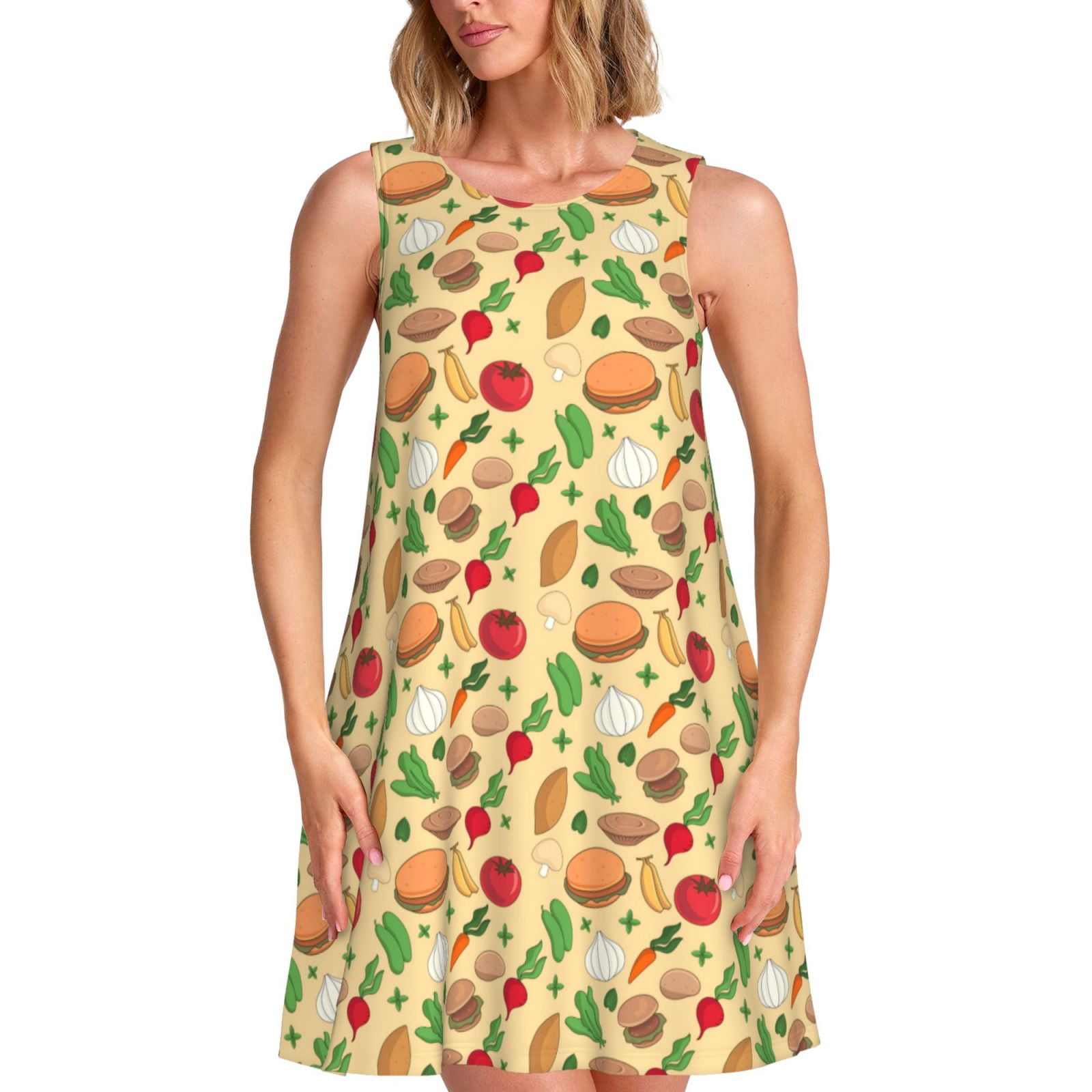 Disketp Herb Of Burger for Women's Sleeveless Dress Womens Summer ...