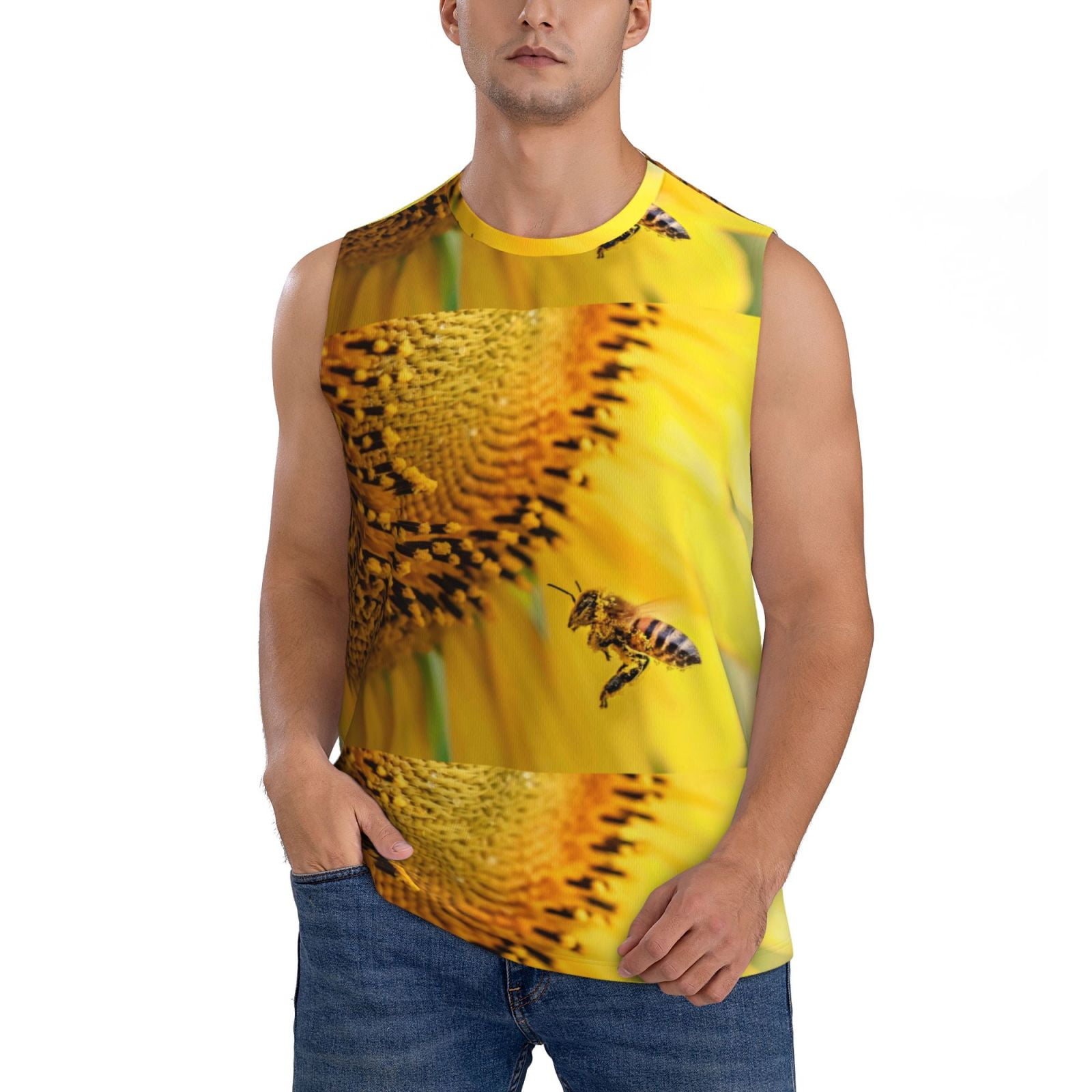 Disketp Honey Bee Sleeveless Tshirts For Men, Muscle Shirts For Men Dry ...