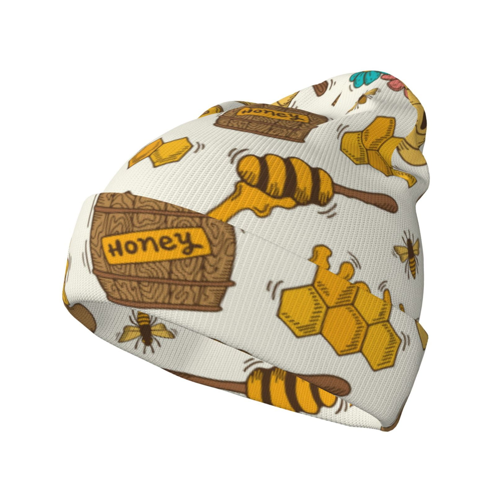 Disketp Honeycomb And Honey Winter Beanie for Men Women Beanie Knit Hat ...