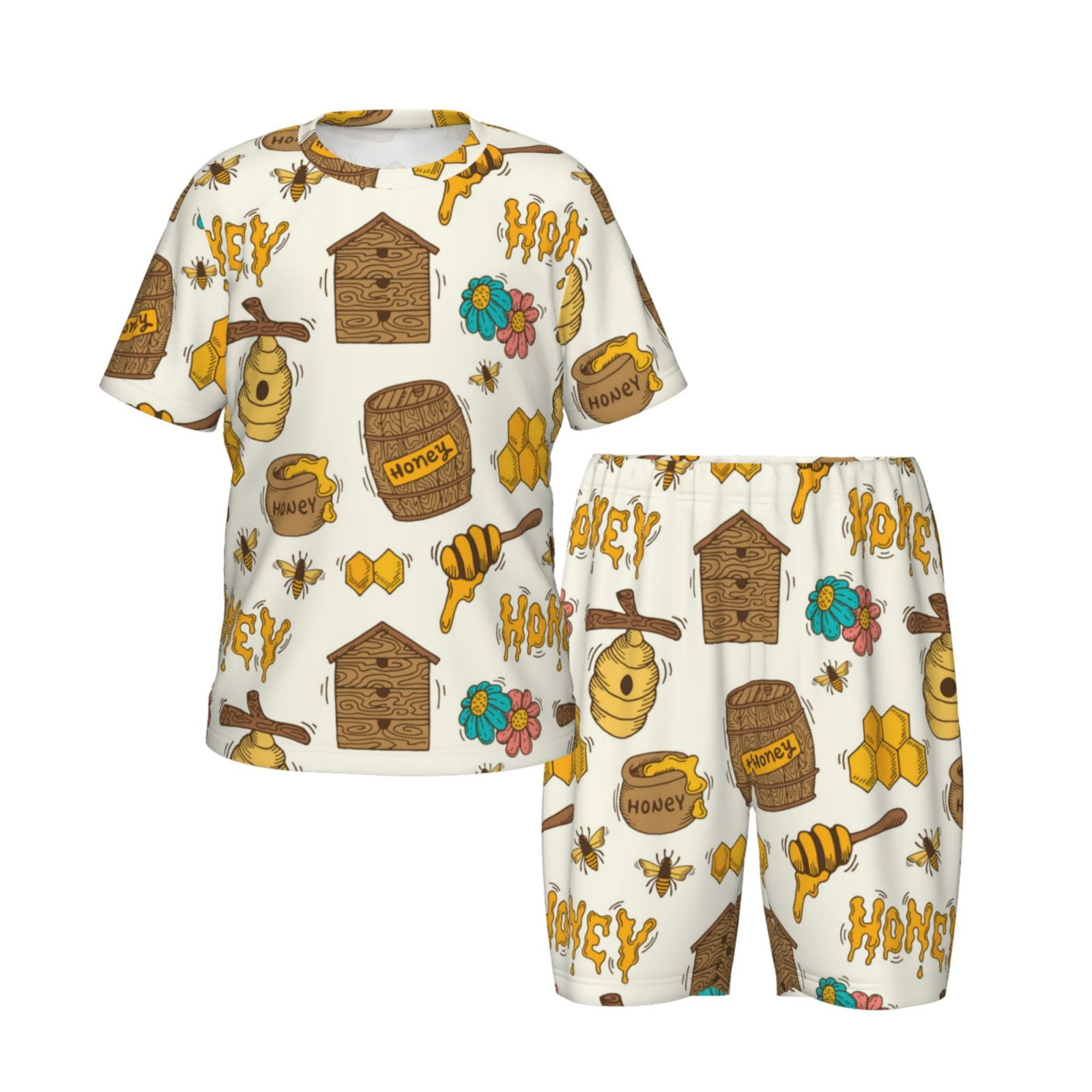 Disketp Honeycomb And Honey for Kids Short Sleeve Pajamas Kids Summer ...