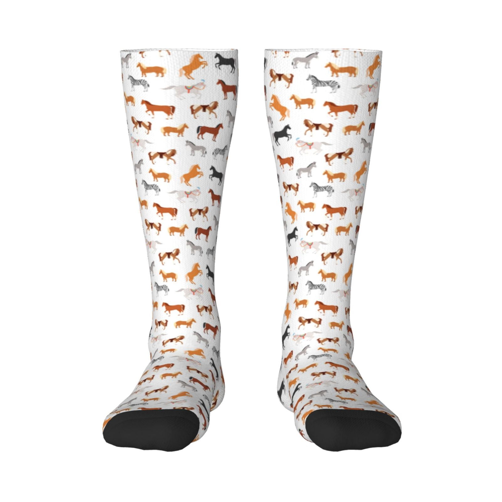 Disketp Horses Print Unisex Contrast Color Stockings Lightweight ...